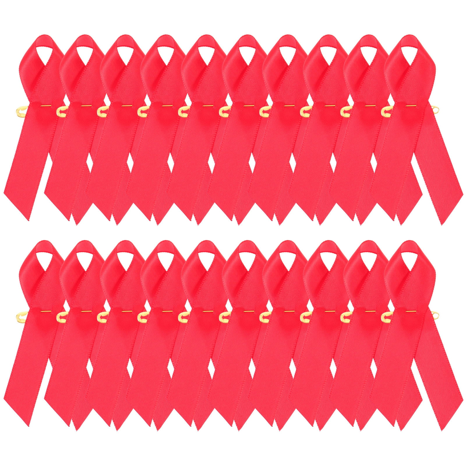 Soimiss 50Set Fundraising Ribbons Pin Red Ribbon Shaped Awareness ...