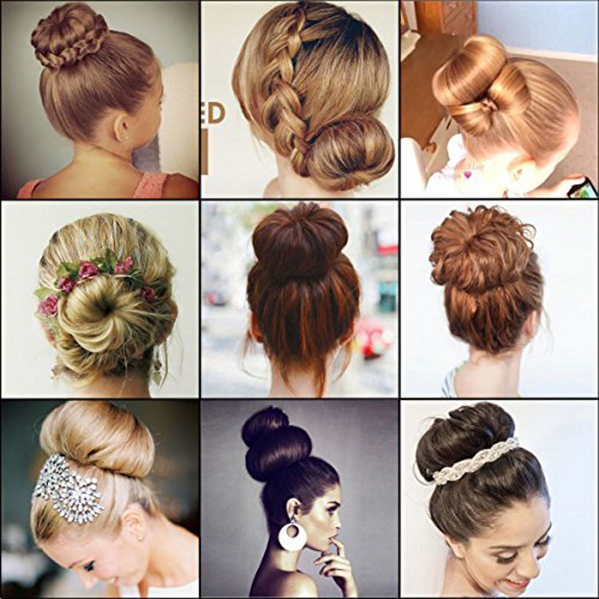 Soimiss Hair Styling Accessories Hair Bun Maker Polyester 5Set Black ...