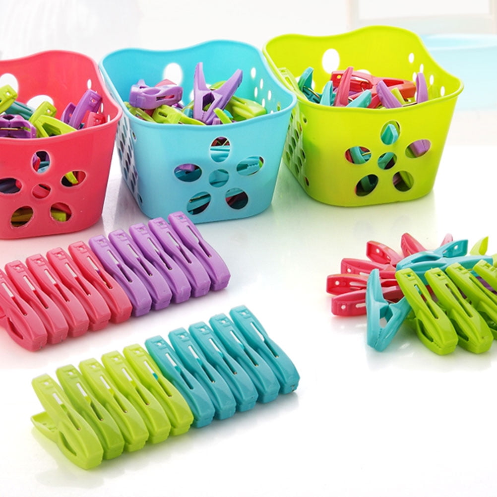 Soimiss 60PCS Plastic Clothespins Strong Clamping Force Washing Line ...