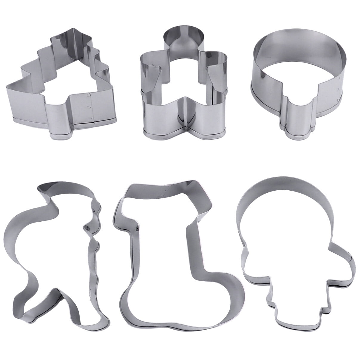 Soimiss 6Pcs Stainless Steel Christmas Baking Cookie Cutter Molds Non ...