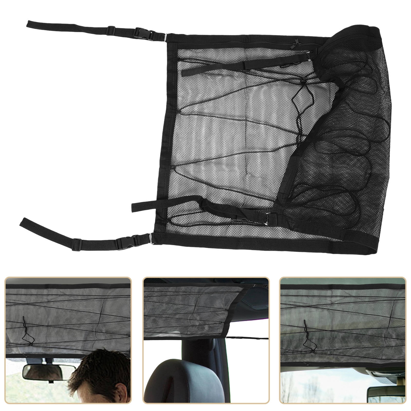 Soimiss Car Roof Storage Net Bag Black for Car Camping Gear and ...