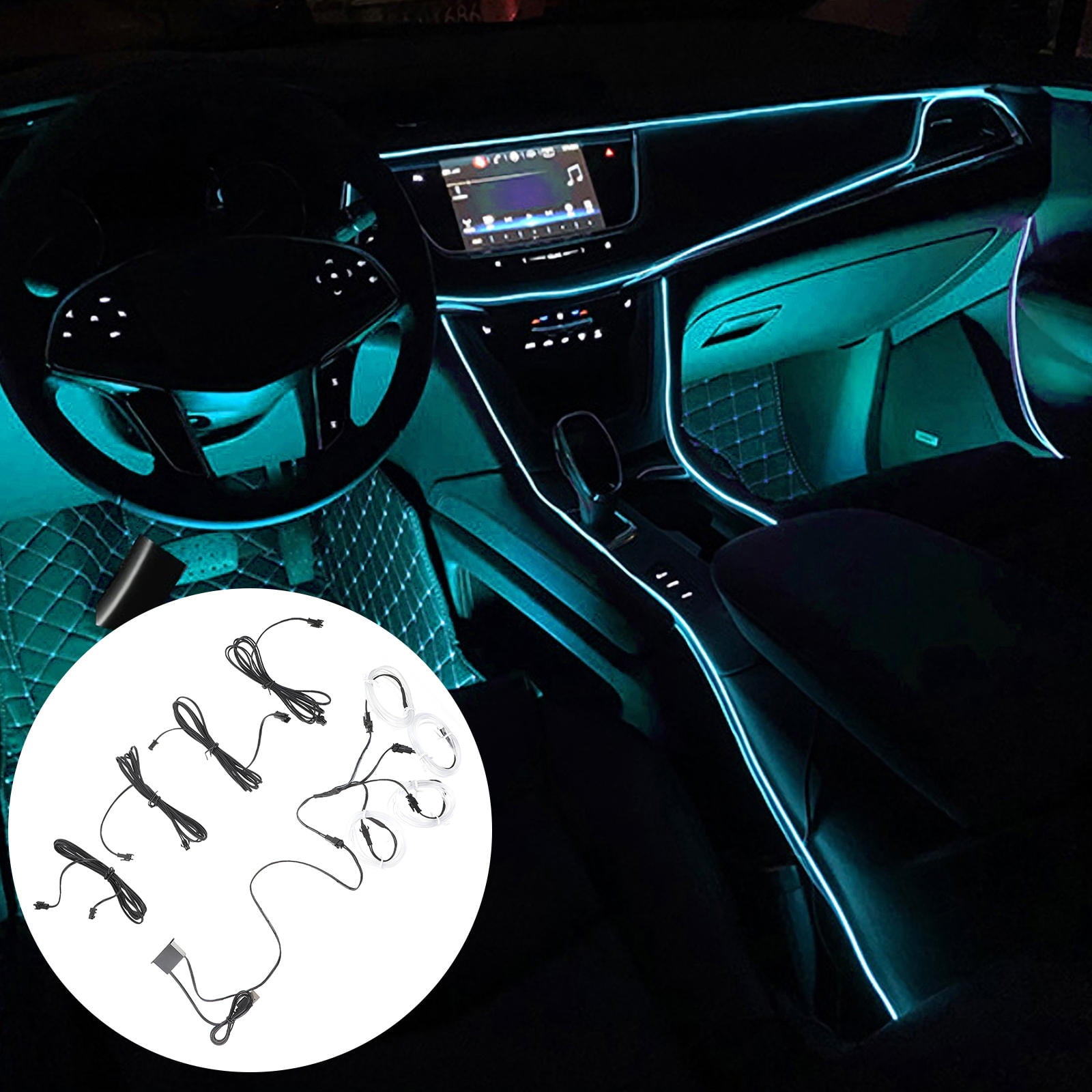 Soimiss Car Lighting Vehicle Atmosphere Lamp Ice Blue ABS Single Wire ...
