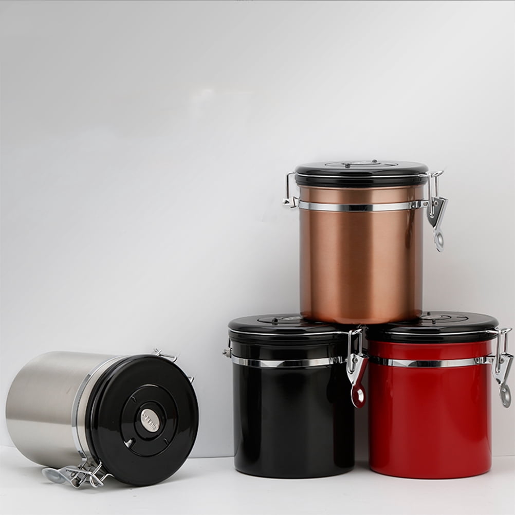 Soimiss Cylindrical Black Stainless Steel Tea Storage Container 1Set ...