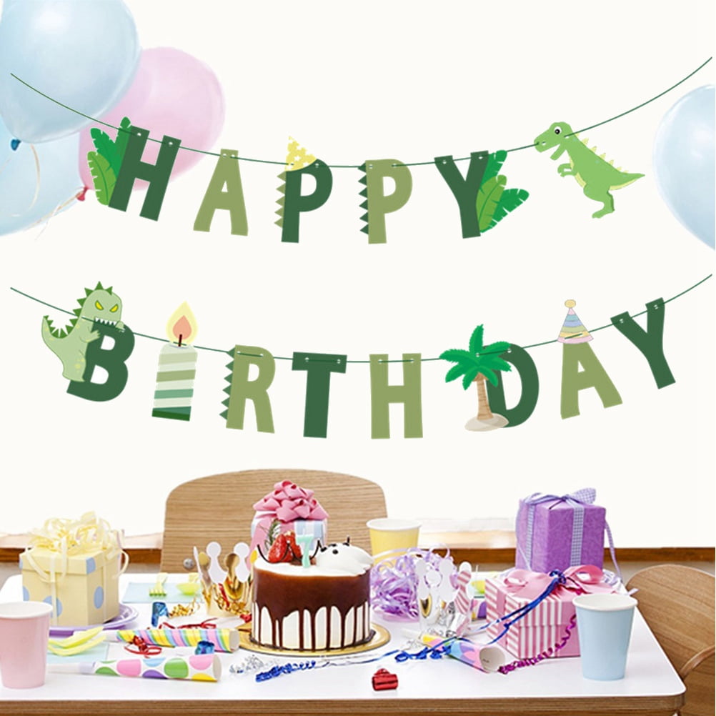 Soimiss Birthday Paper Banner Streamer Dinosaur Decoration Assorted ...