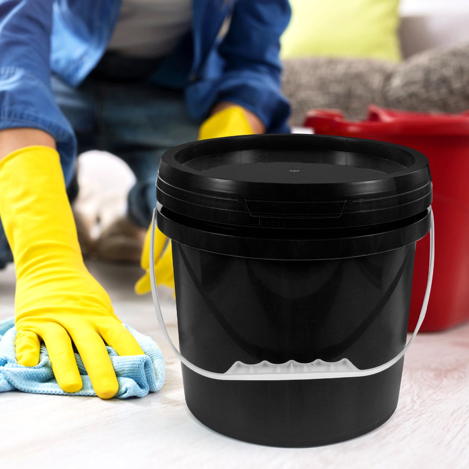 Soimiss Durable Black Plastic Paint Storage Bucket with Ergonomic ...
