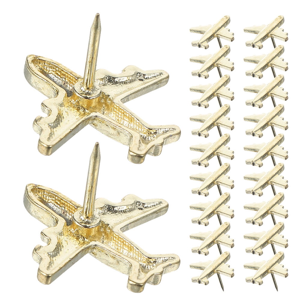 Soimiss Golden Iron Airplane Shaped Push Pins 60PCS For Home Decor And ...