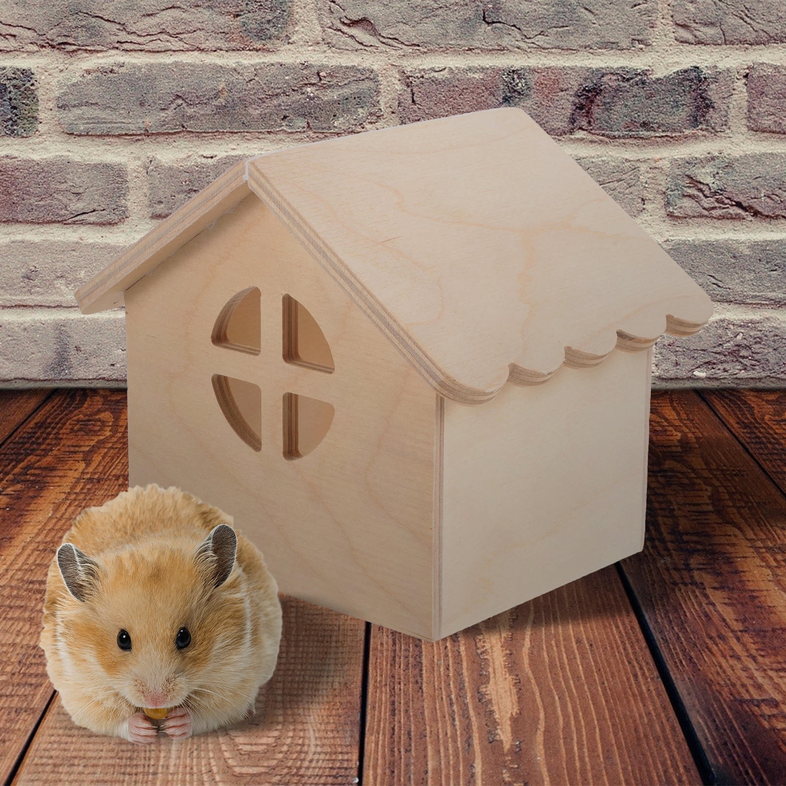 Soimiss Wood Hamster Cabin Natural Wooden Color Sleeping Area for ...