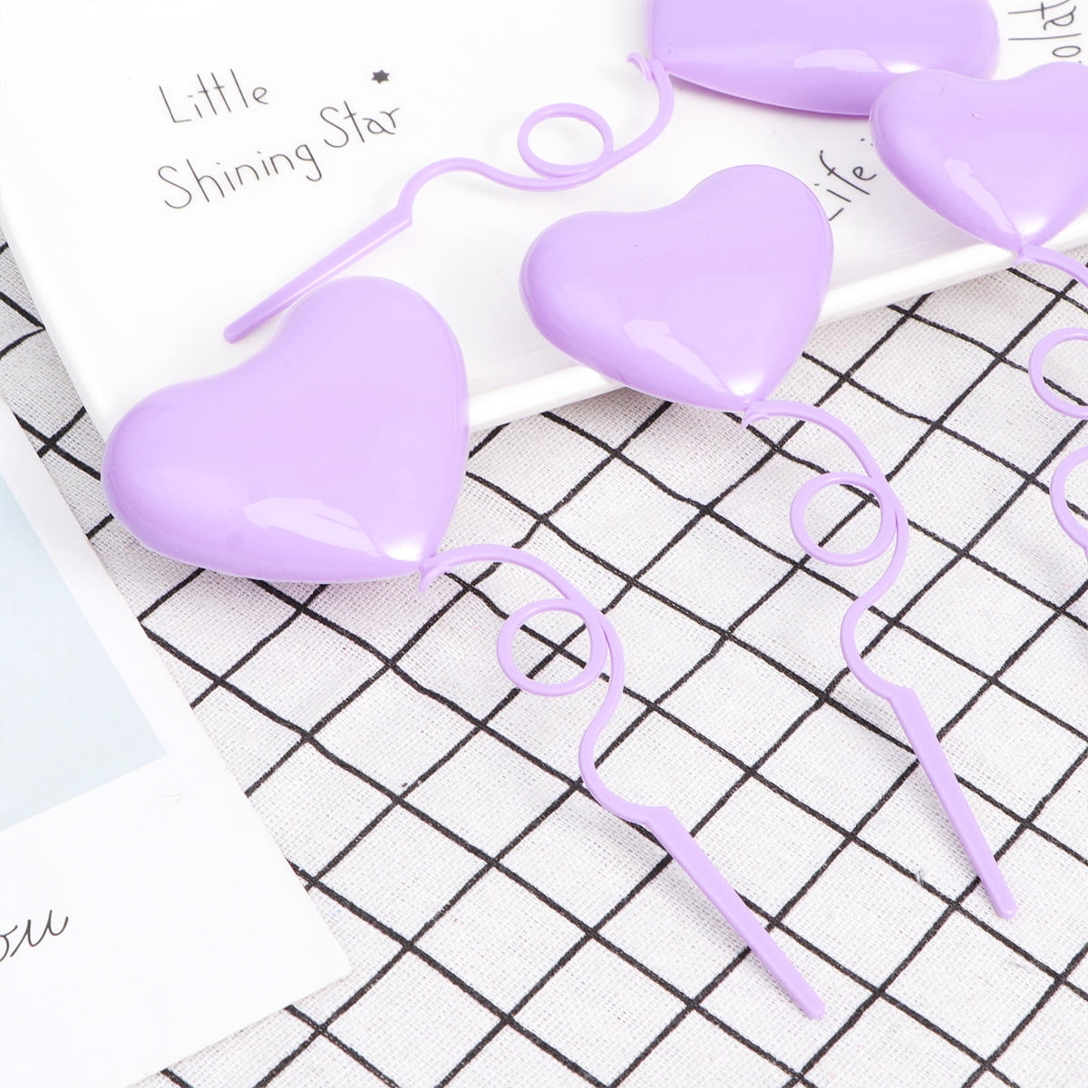 Soimiss Violet Heart-Shaped Cake Picks Safe for Cake Decorating Party ...