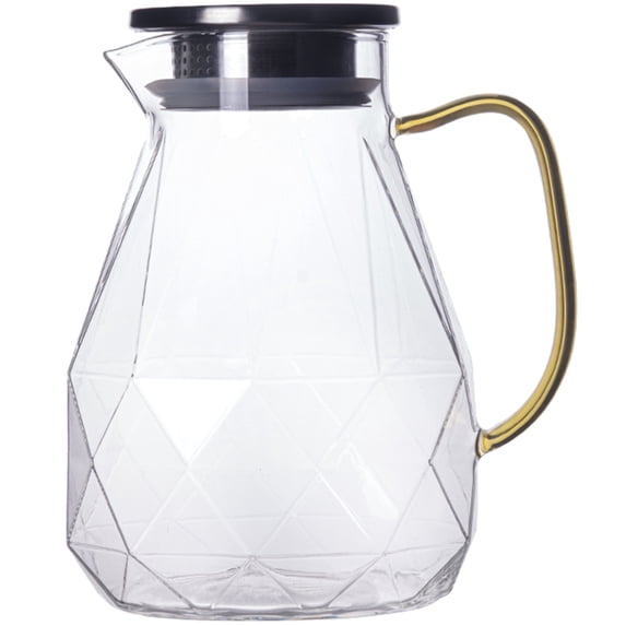 Soimiss Large Transparent Glass Pitcher with Stainless Steel Lid for ...