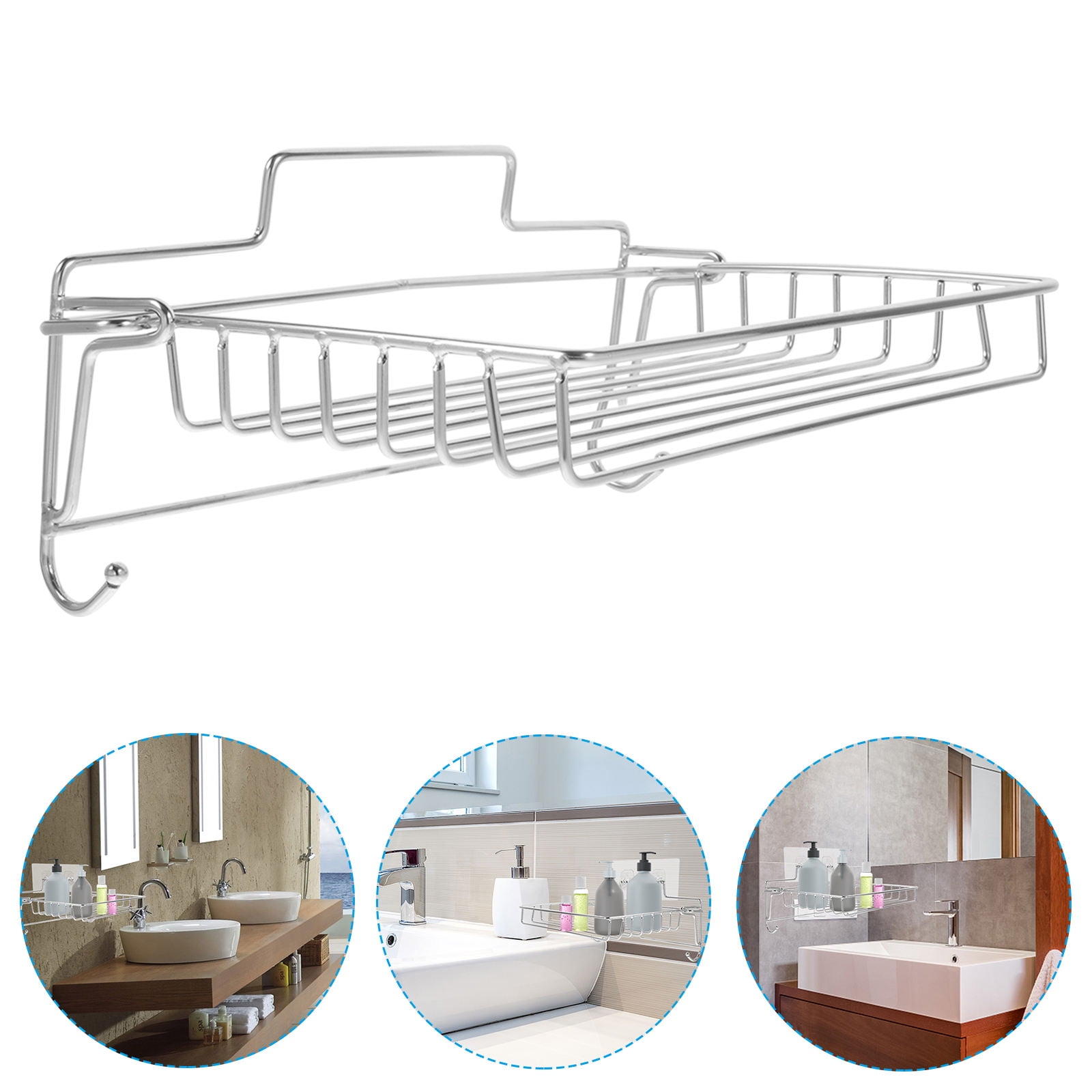Soimiss Wall Mounted Shower Storage Rack Stainless Steel Silver 1 Set ...
