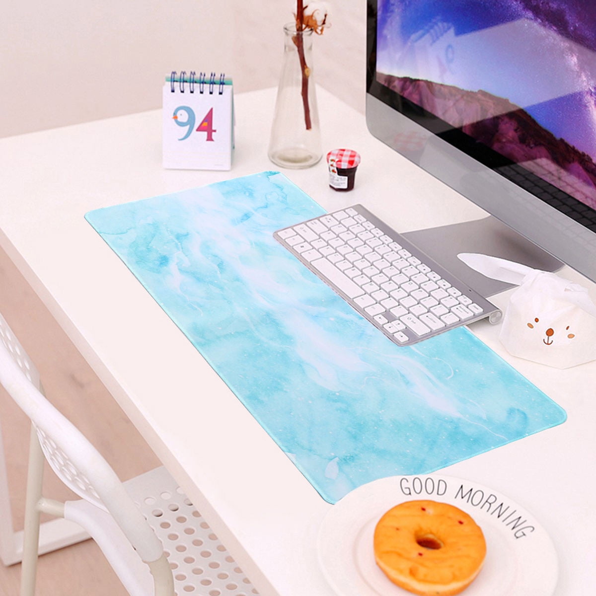 Soimiss Office Mouse Mat Blue Cloth for Long-term Mouse Users 1Set Back ...