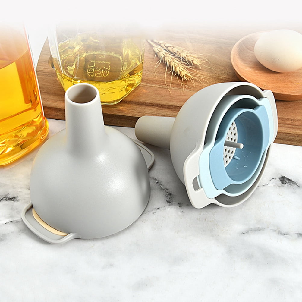 Soimiss Orange Plastic Funnel Set 3 Nesting Kitchen Funnels with ...