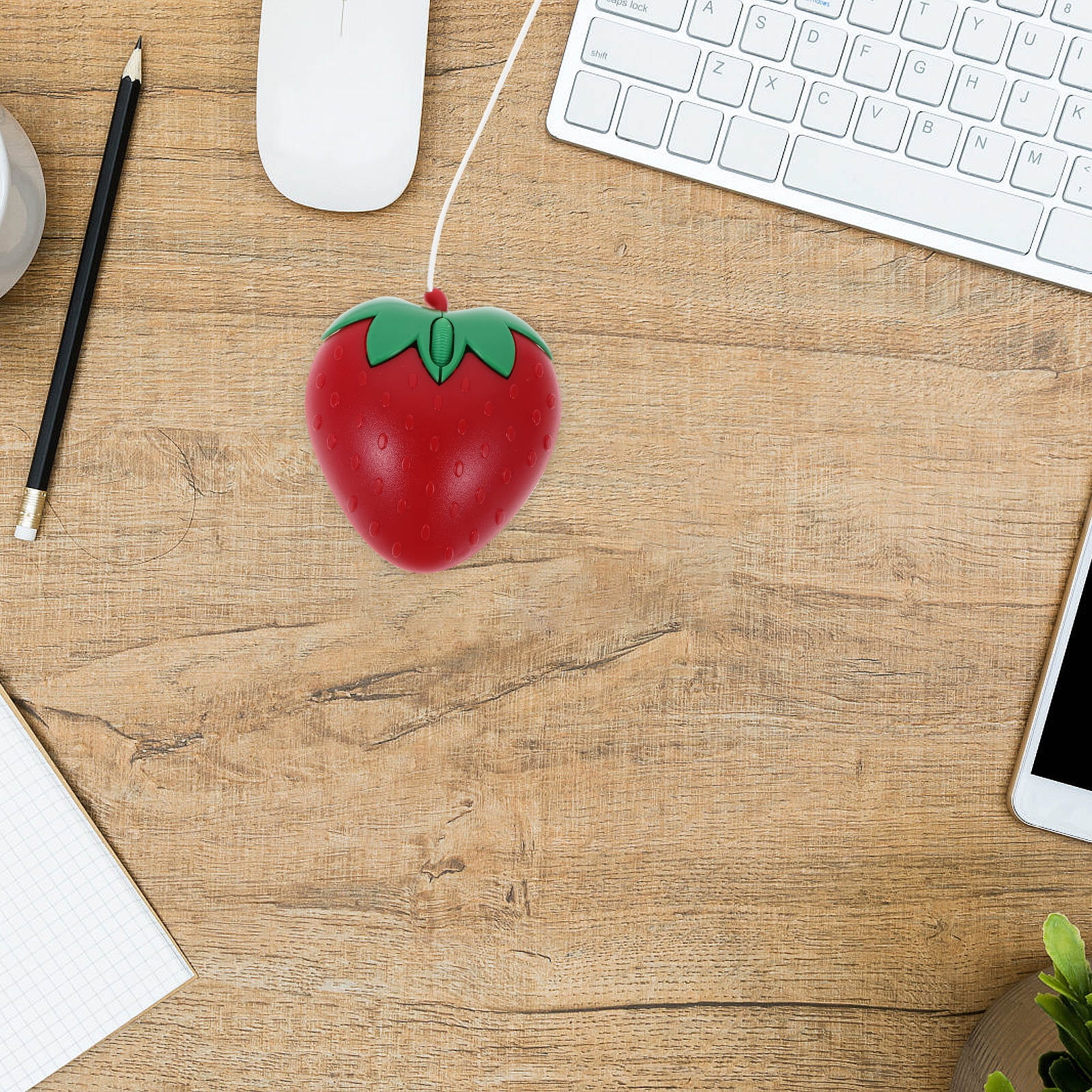 Soimiss Pink Strawberry Design Ergonomic Wired Mouse for Office and ...