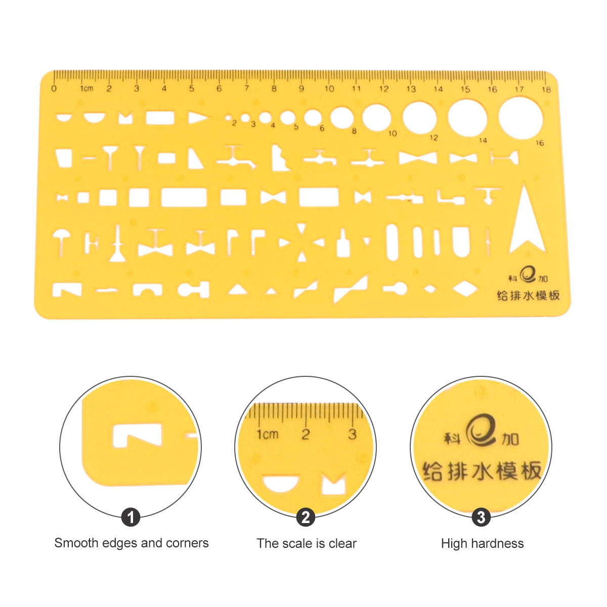 Soimiss Engineering Drafting Ruler Orange Hard Plastic Template for ...