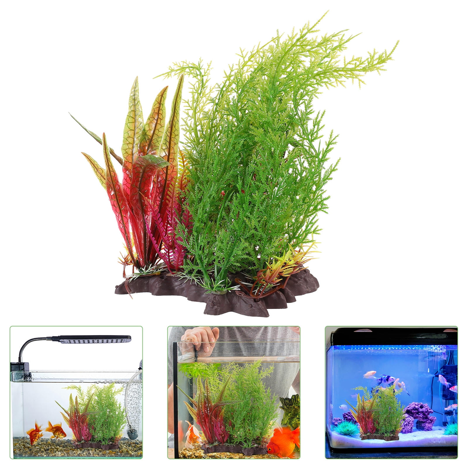 Soimiss Fish Tank Fake Plants Artificial Plant Design Light Set ...