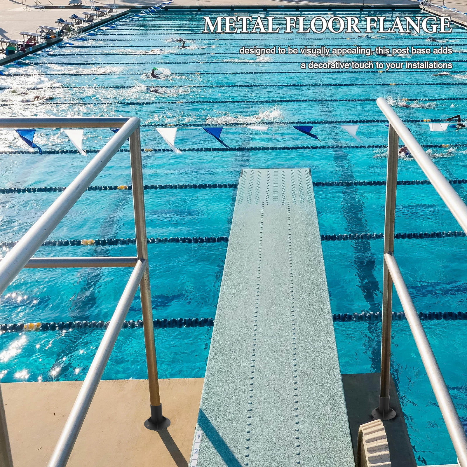 Soimiss Durable Black Floor Flange Base for Heavy Duty Metal Fence Post ...