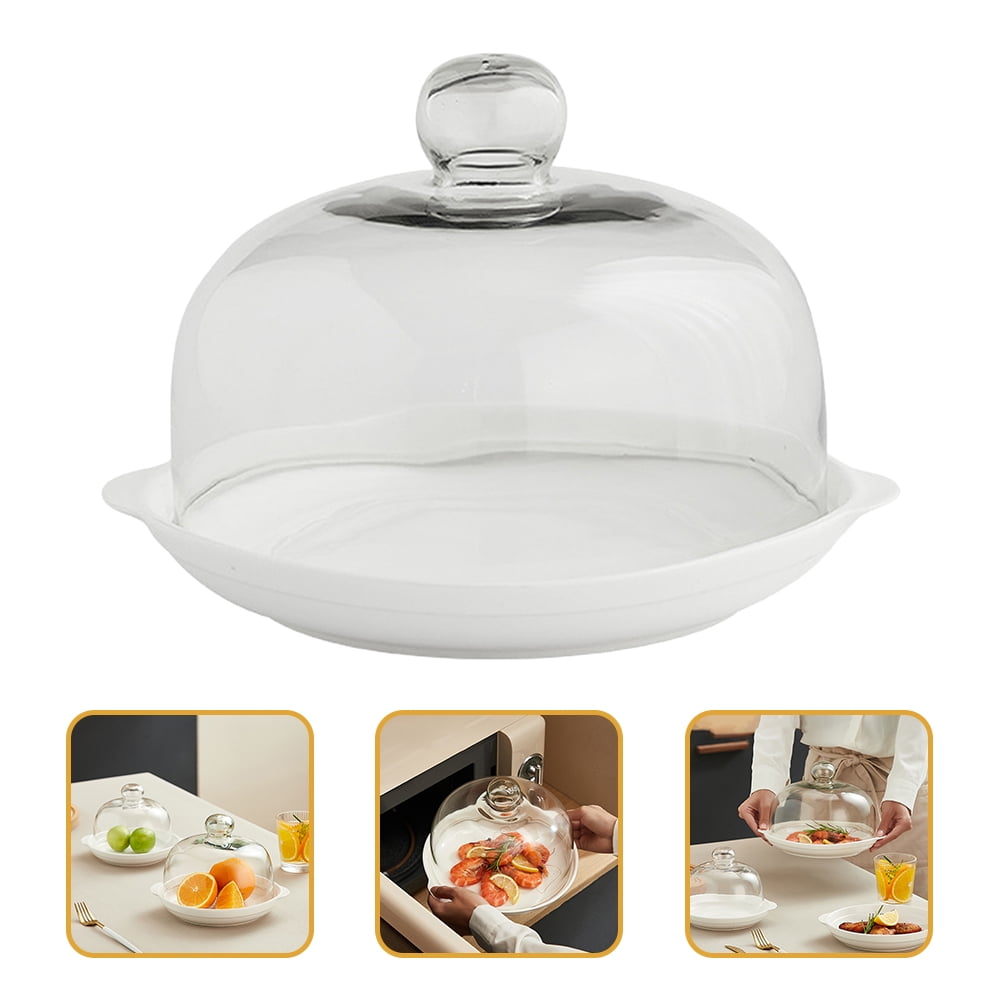 Soimiss Transparent Glass Dome Cake Plate with Cover for Storage ...