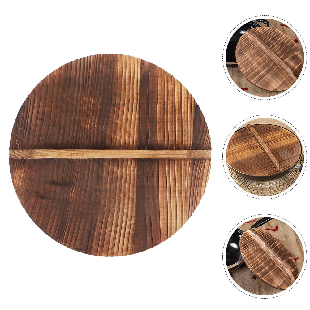 Soimiss Universal Cookware Lid Wooden Wok Lid Multi 1Pack for Steam ...