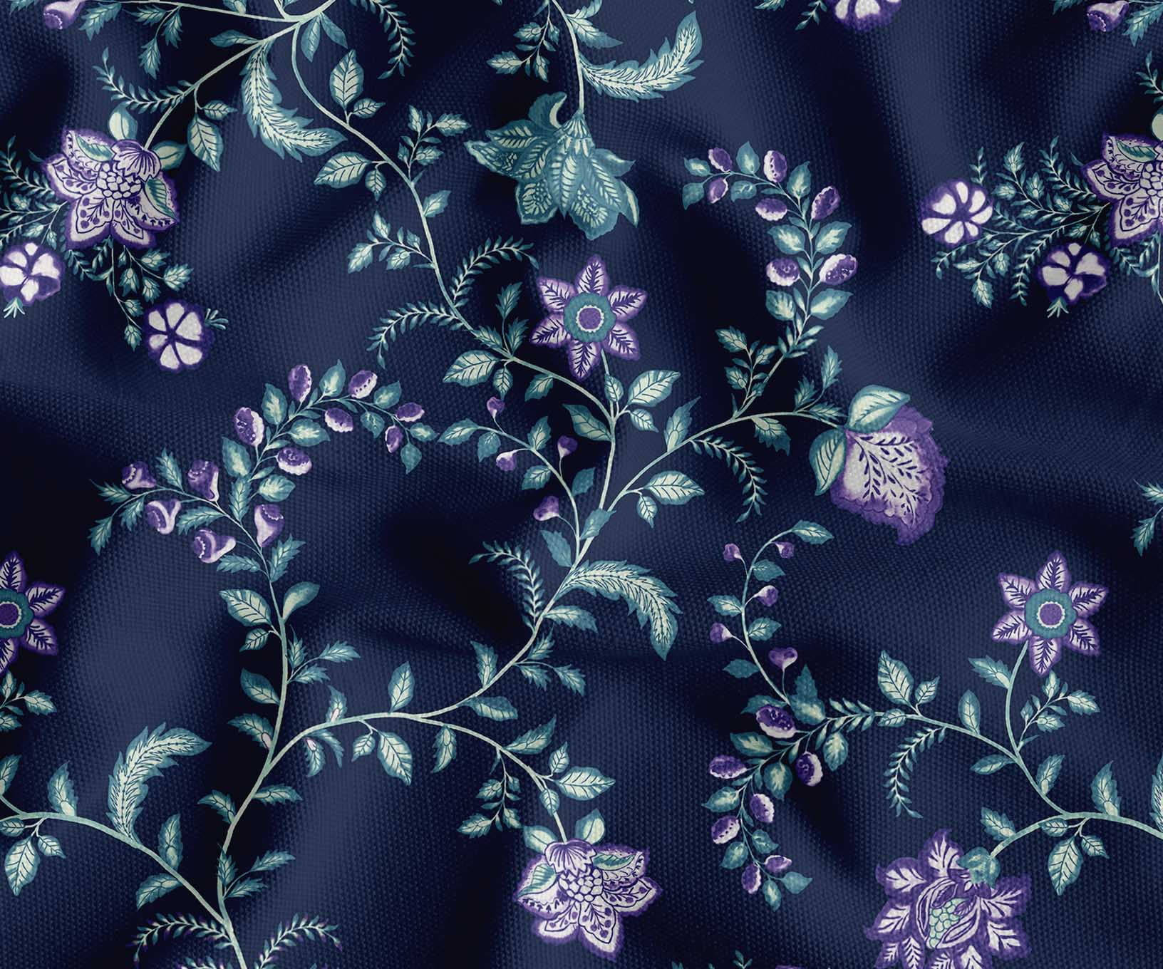 Soimoi 100% Cotton Canvas Fabric - Leaves Print, Blue | 56" Wide | Sold By 10 Yard | Medium ...