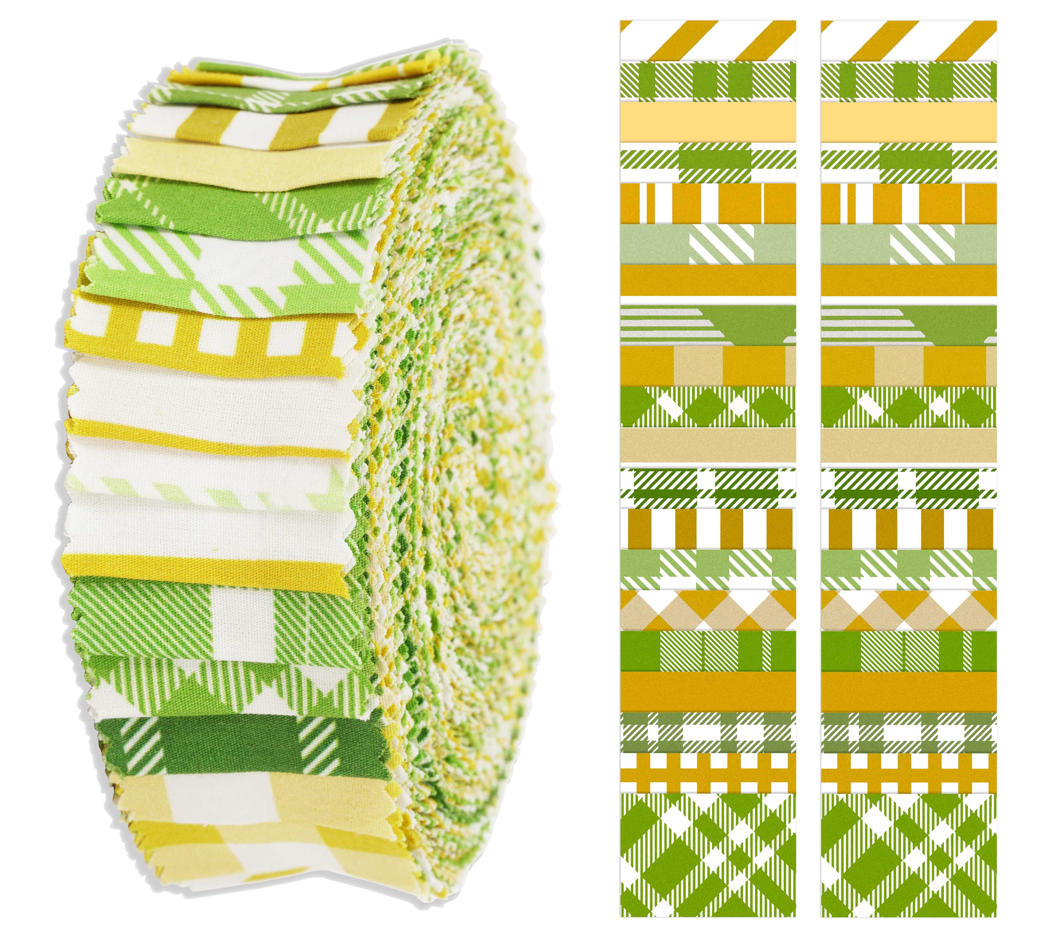 Soimoi 40Pcs Check Print Precut Fabrics Strips Roll Up 1.5x42inches ...