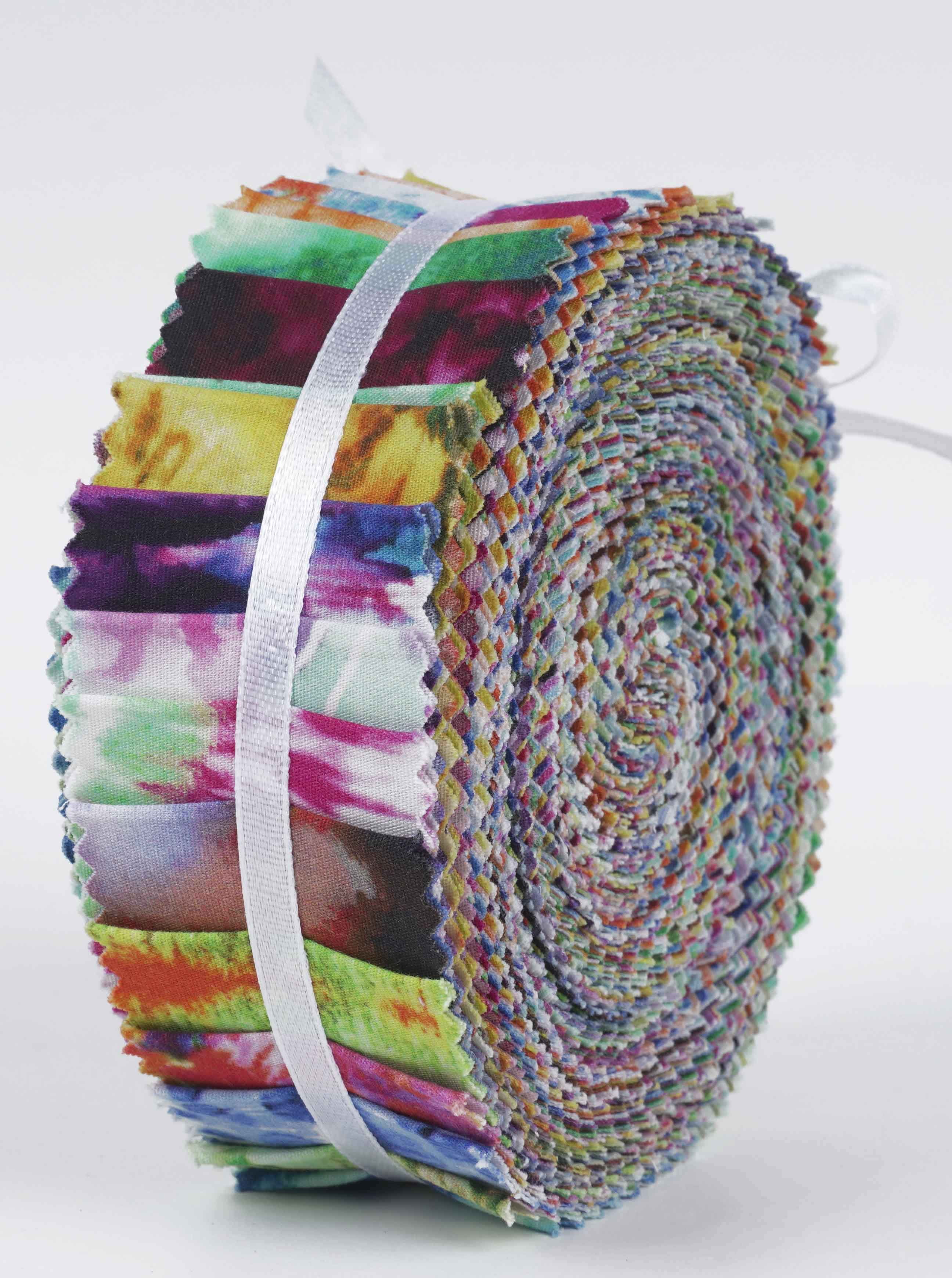 Soimoi 40Pcs Tie Dye Print Precut Fabrics Strips Roll Up 1.5x42inches ...