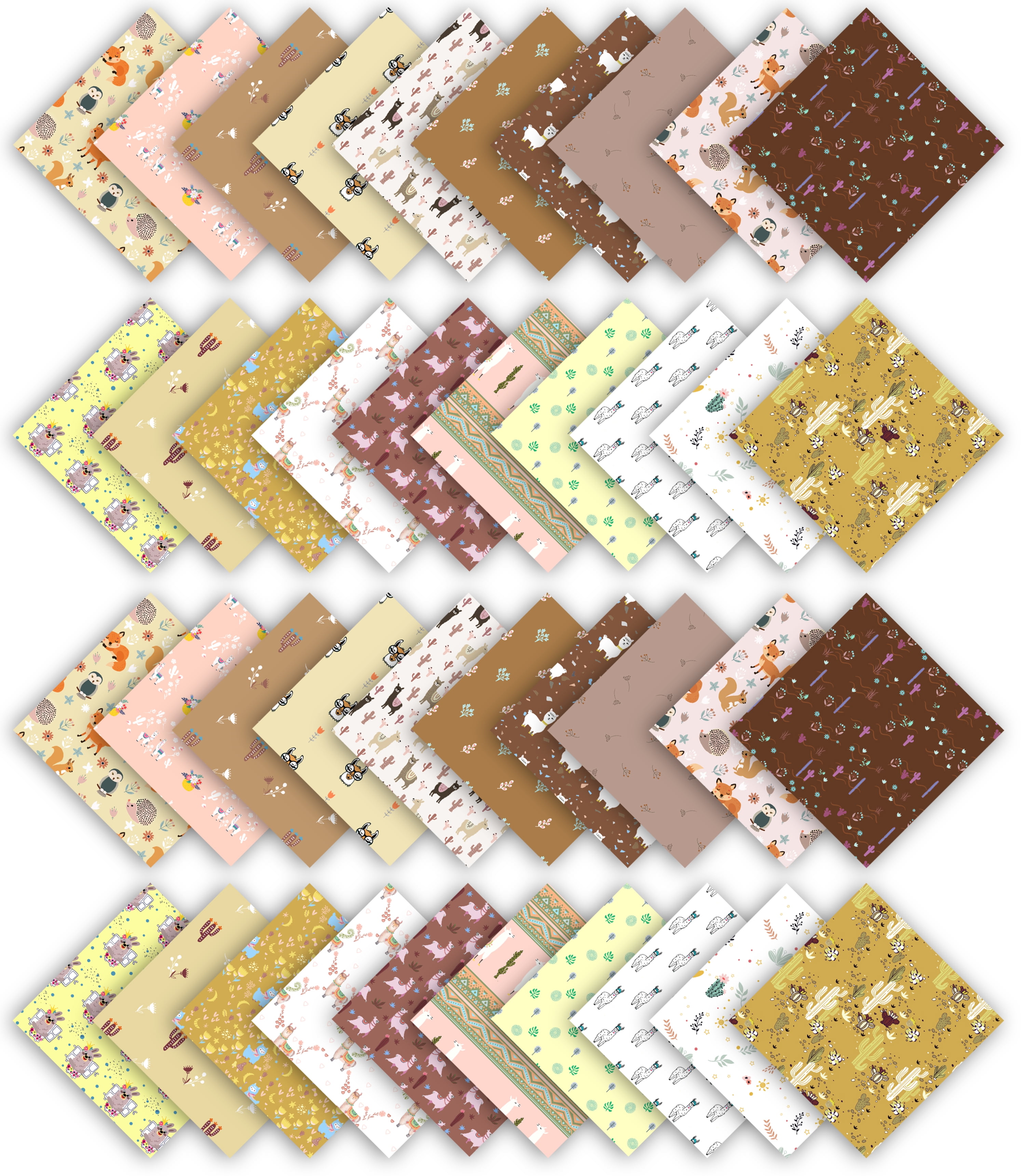 Soimoi African Animals Cartoons Print Precut 5-inch Cotton Fabric ...