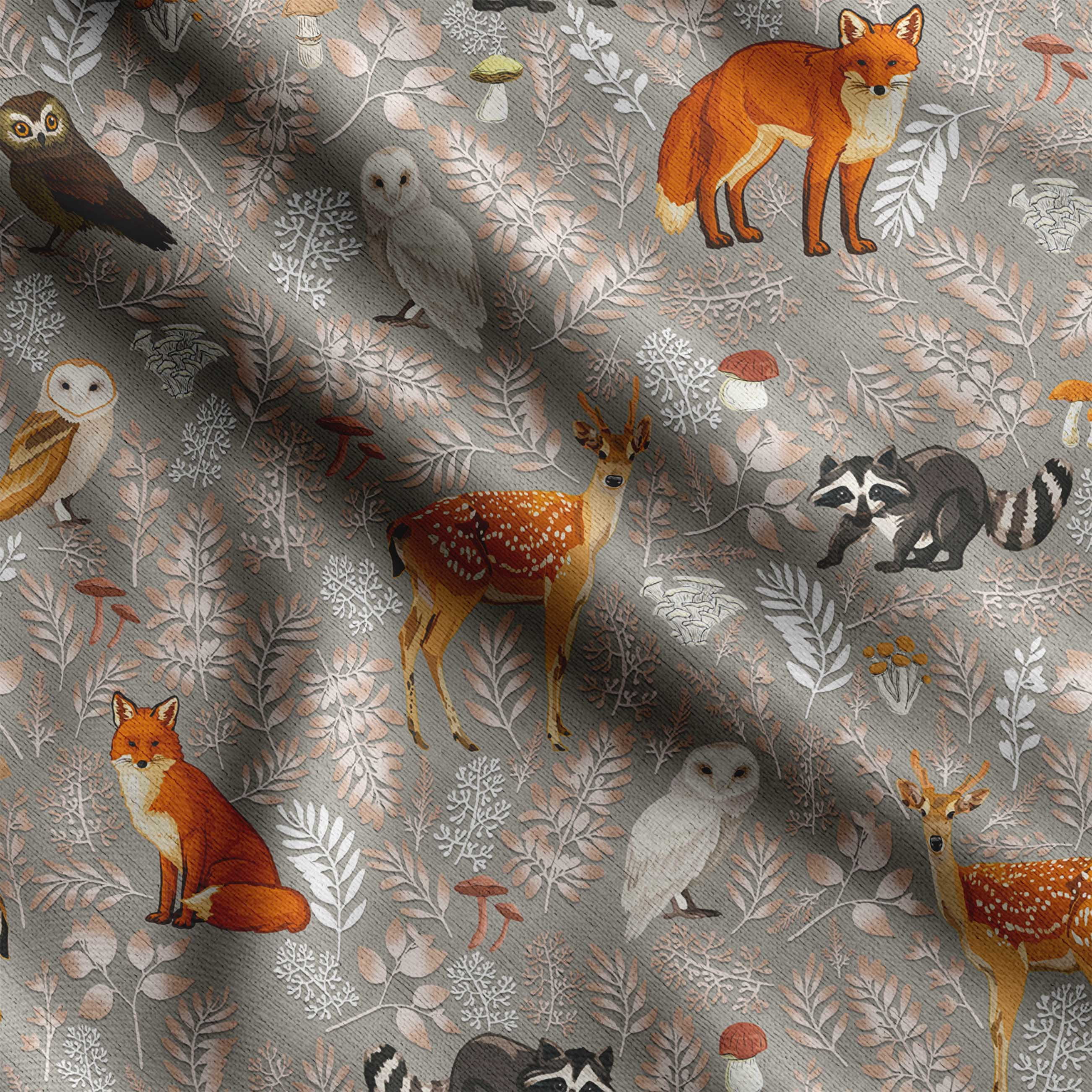 Soimoi Animals Printed, Japan Crepe SatinFabric, by The Yard 54 Inch ...