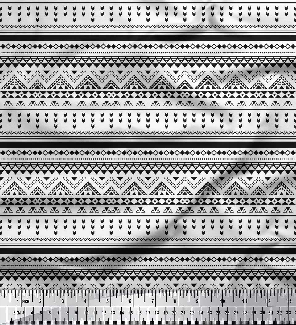 Soimoi Black Cotton Duck Fabric Aztec Geometric Printed Craft Fabric by ...