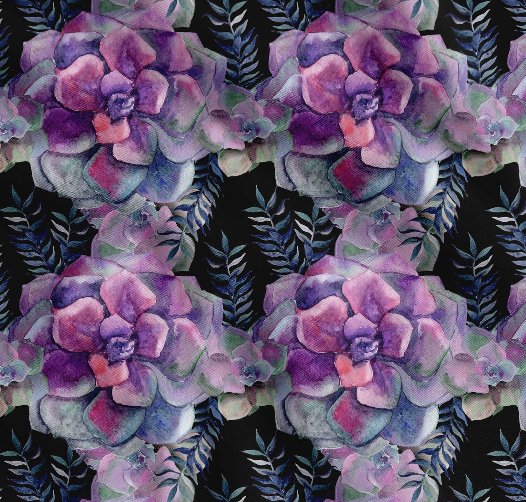 Soimoi Black Cotton Poplin Fabric Leaves & Begonia Floral Print Fabric ...