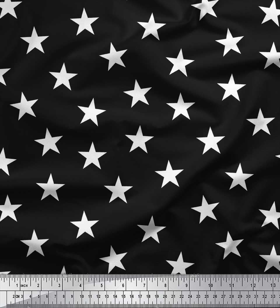 Soimoi Black Velvet Fabric Stars Star Print Fabric by the Yard 60 Inch ...