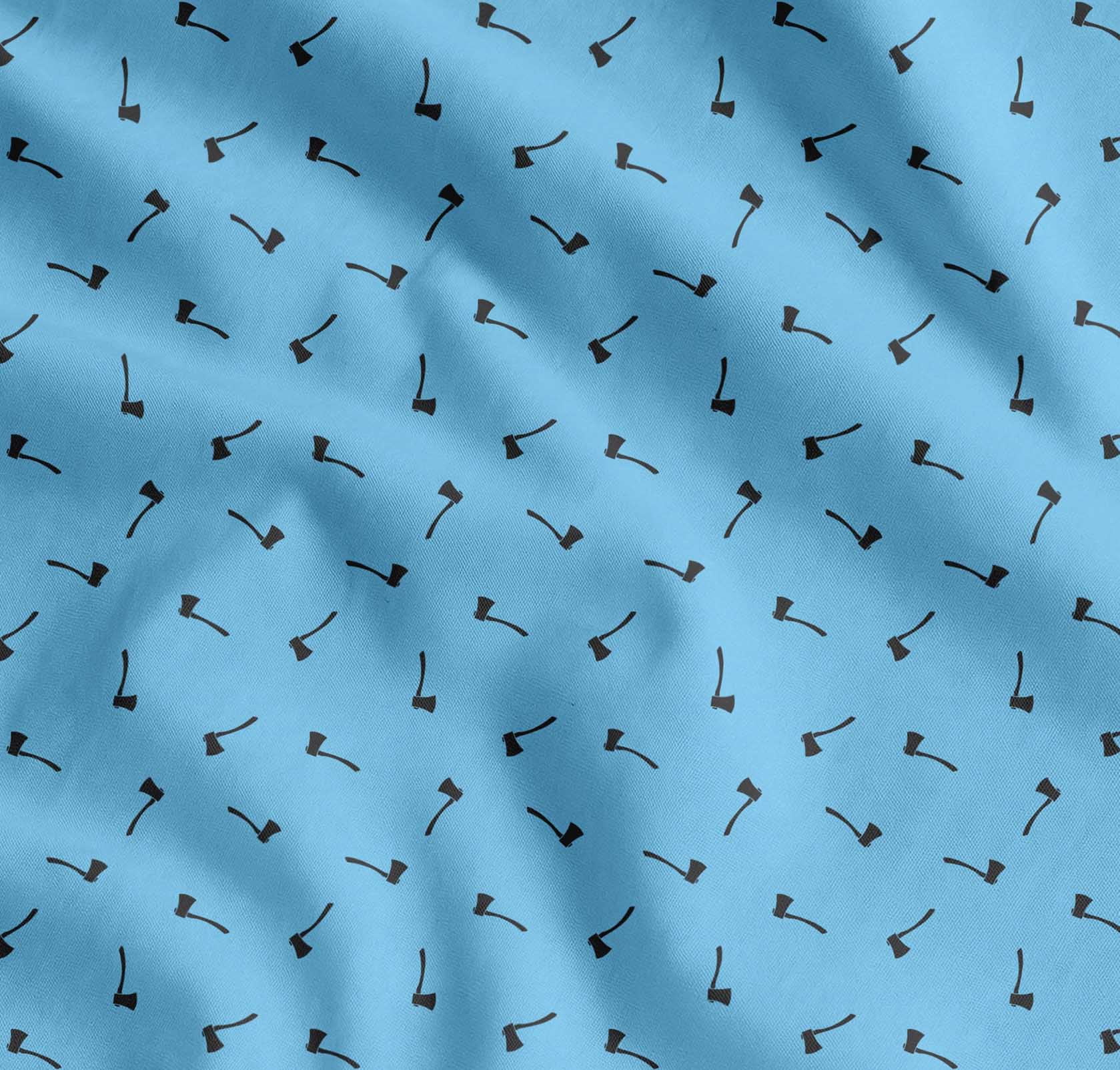 Soimoi Blue Cotton Poplin Fabric Axe Hardware Print Fabric by Yard 42 ...