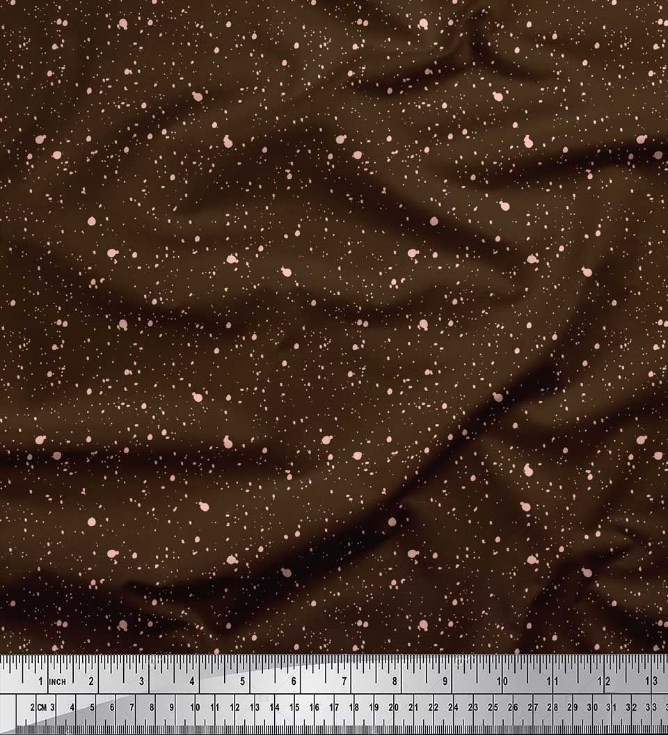 Soimoi Brown Cotton Duck Fabric Brush Stroke Abstract Print Fabric by ...
