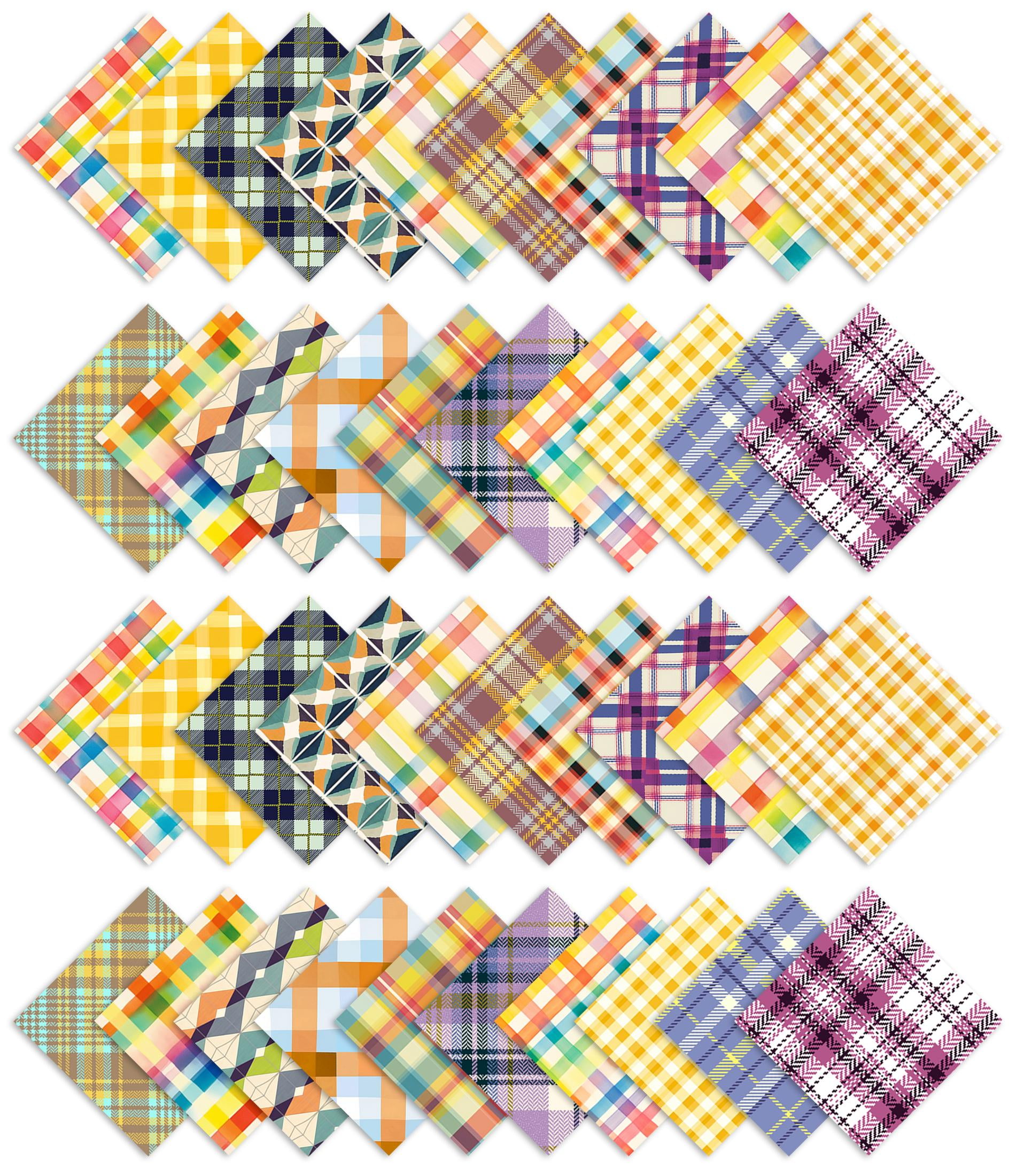 Soimoi Check Print Precut 5-inch Cotton Fabric Quilting Squares Charm ...