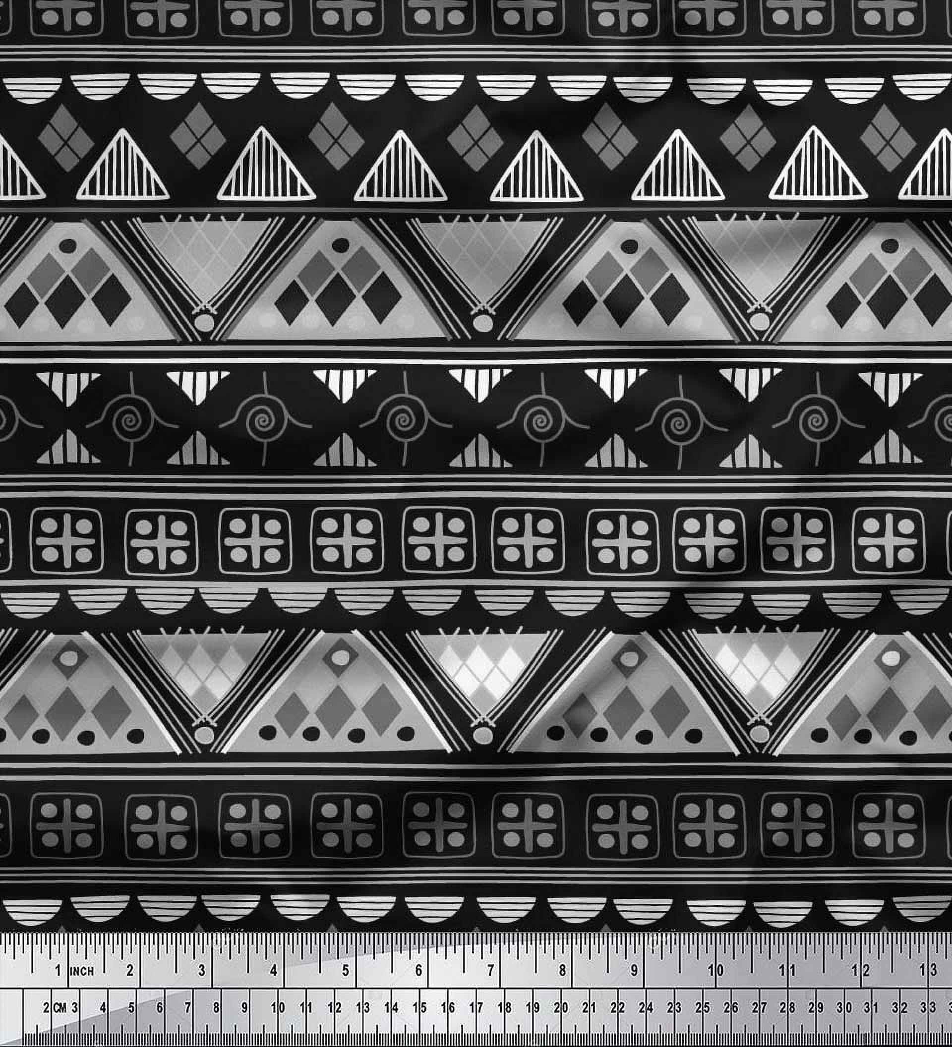 Soimoi Cotton Duck Fabric Aztec Geometric Print Fabric by Yard 42 Inch ...
