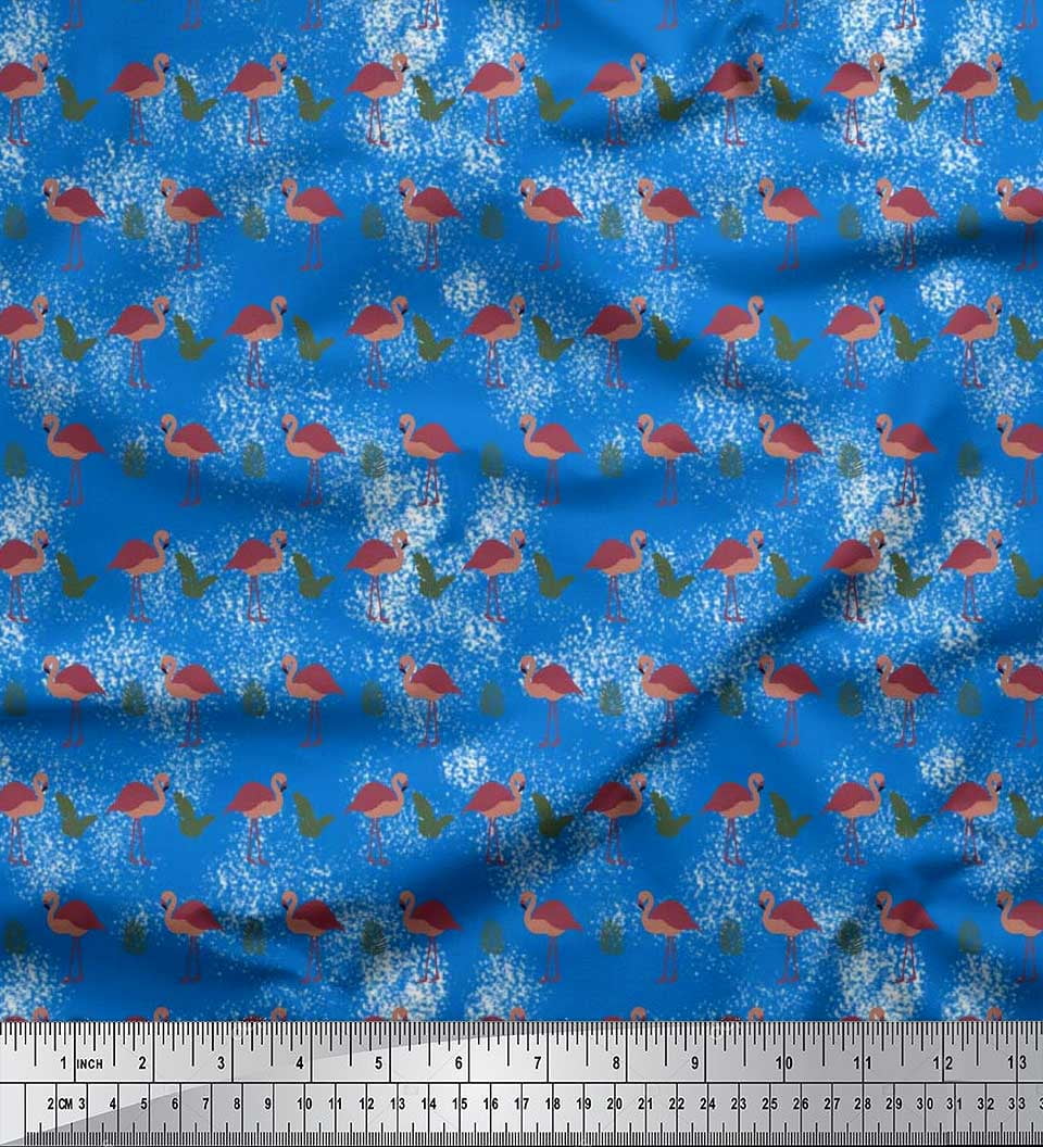 Soimoi Cotton Duck Fabric Check,Tropical Leaves & Flamingo Bird Decor ...