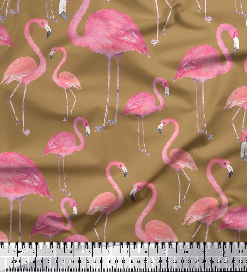 Soimoi Cotton Duck Fabric Flamingo Bird Print Fabric by Yard 42 Inch ...