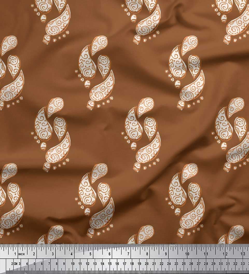 Soimoi Cotton Duck Fabric Paisley Block Print Fabric by The Yard 42 ...