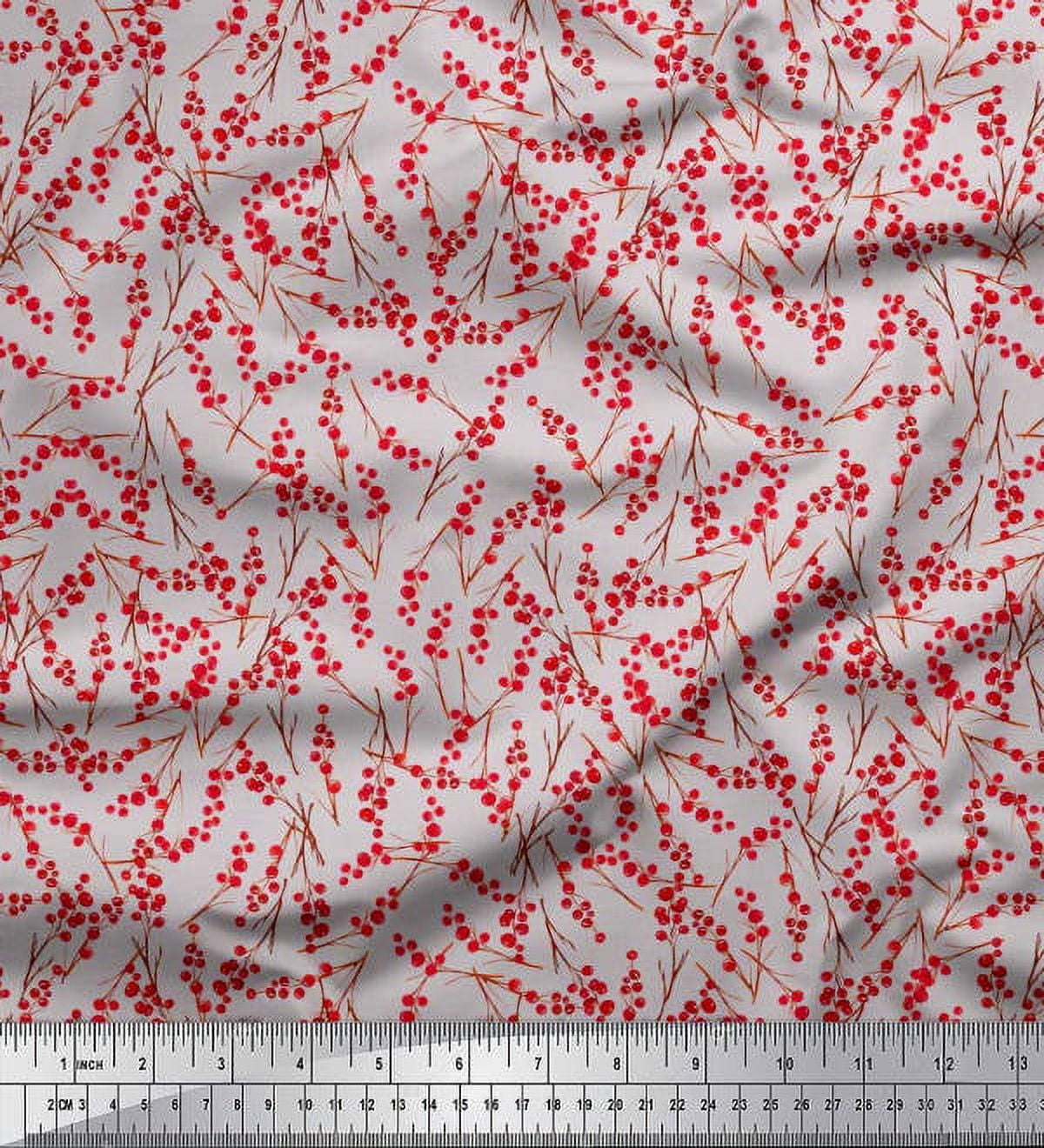 Soimoi Cotton Duck Fabric Red Berries Fruits Print Fabric by The Yard ...
