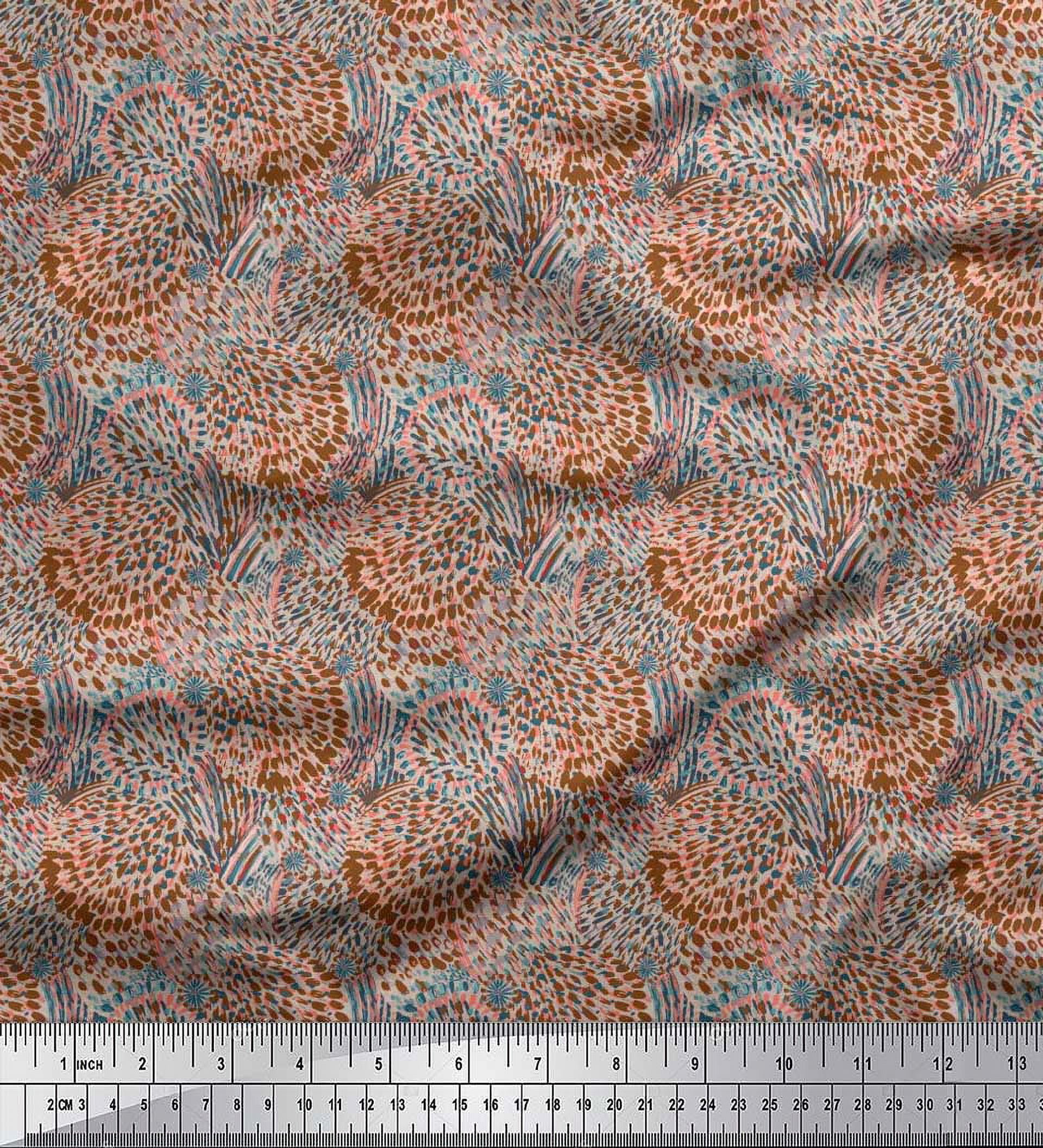Soimoi Cotton Poplin Fabric Brush Stroke Abstract Print Fabric by The ...