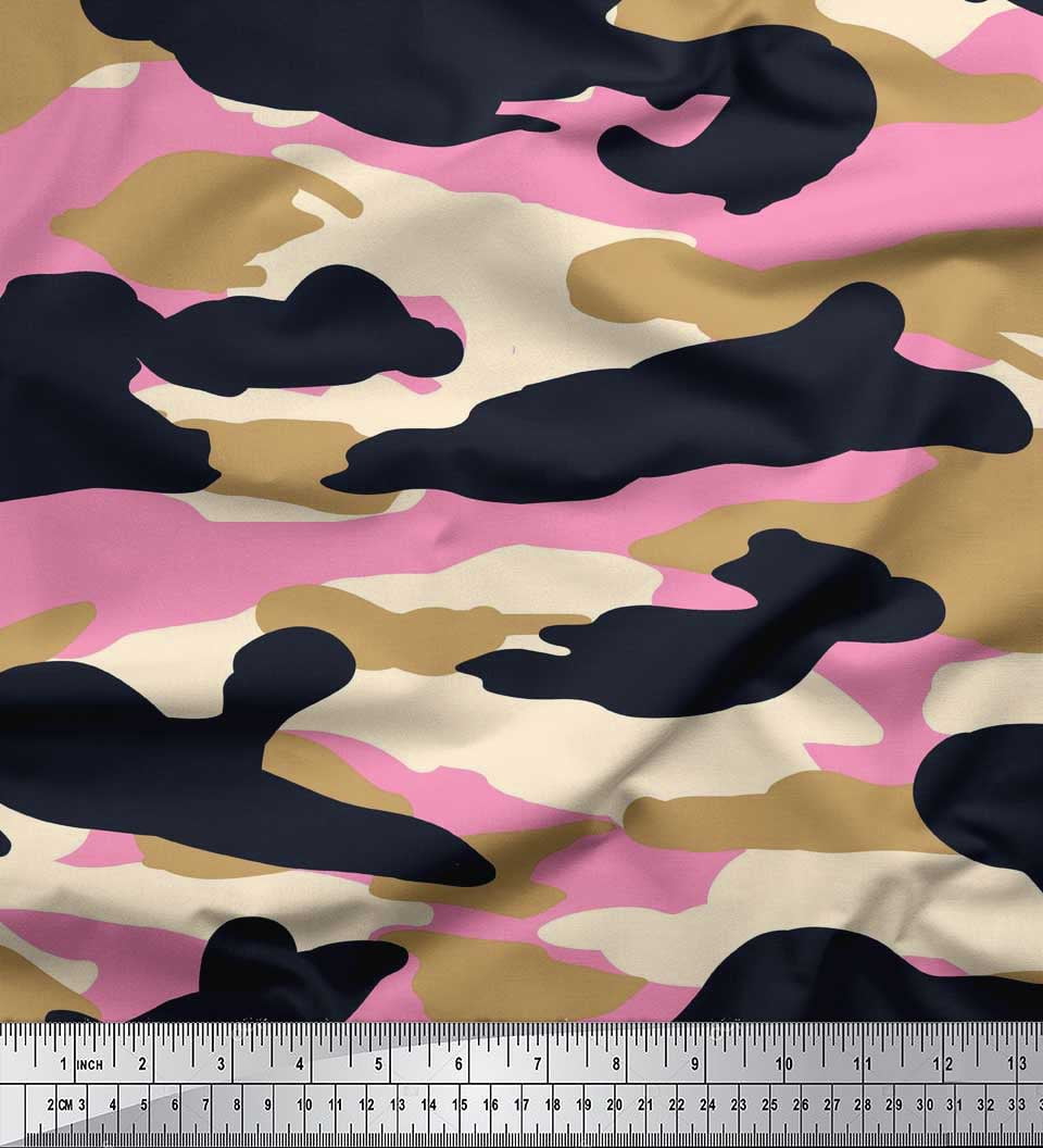 Soimoi Cotton Poplin Fabric Two Tone With White Camouflage Print Fabric ...