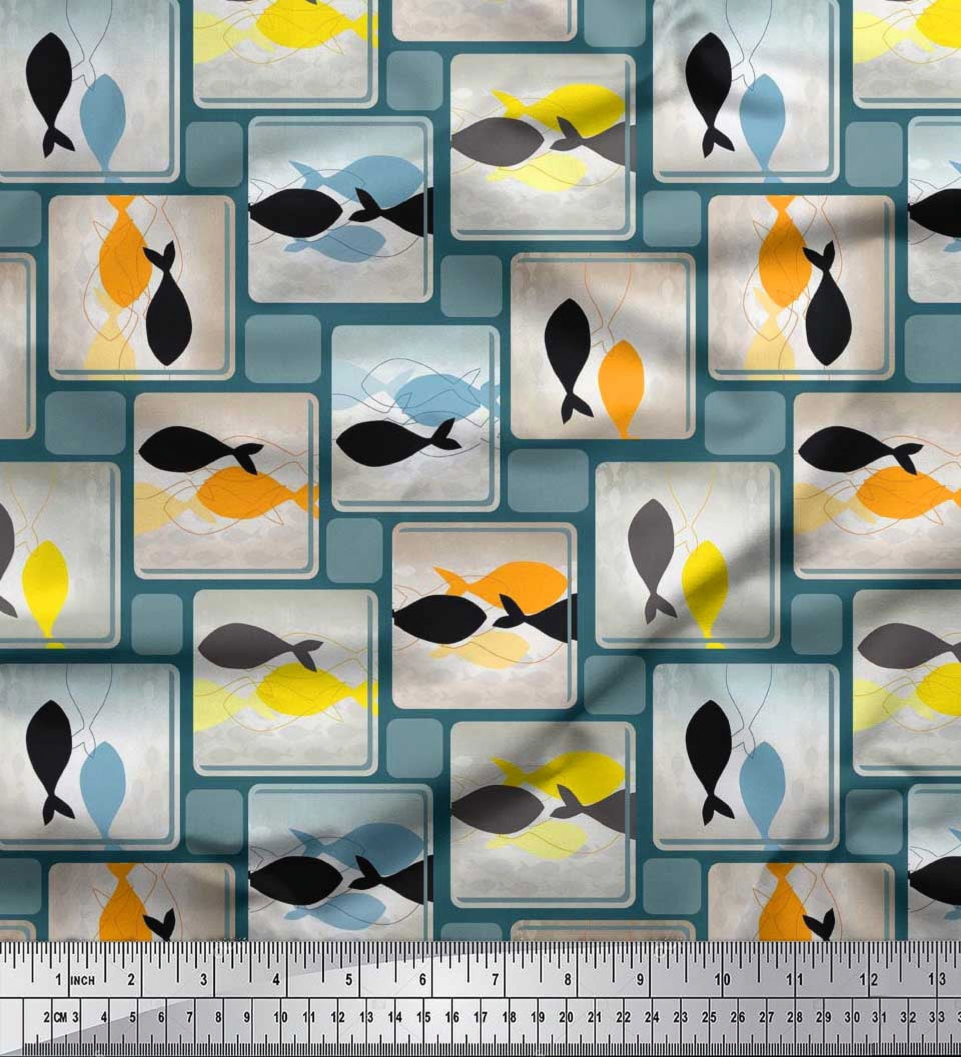 Soimoi Georgette Viscose Fabric Fish Patchwork Print Sewing Fabric Yard 42 Inch Wide - Walmart.com