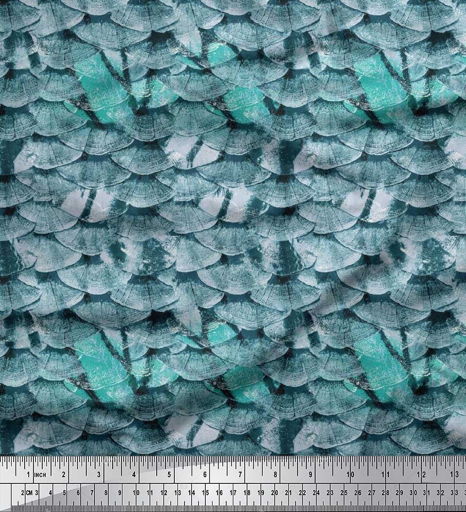 Soimoi Green Cotton Duck Fabric Fish Animal Skin Print Fabric by Yard ...
