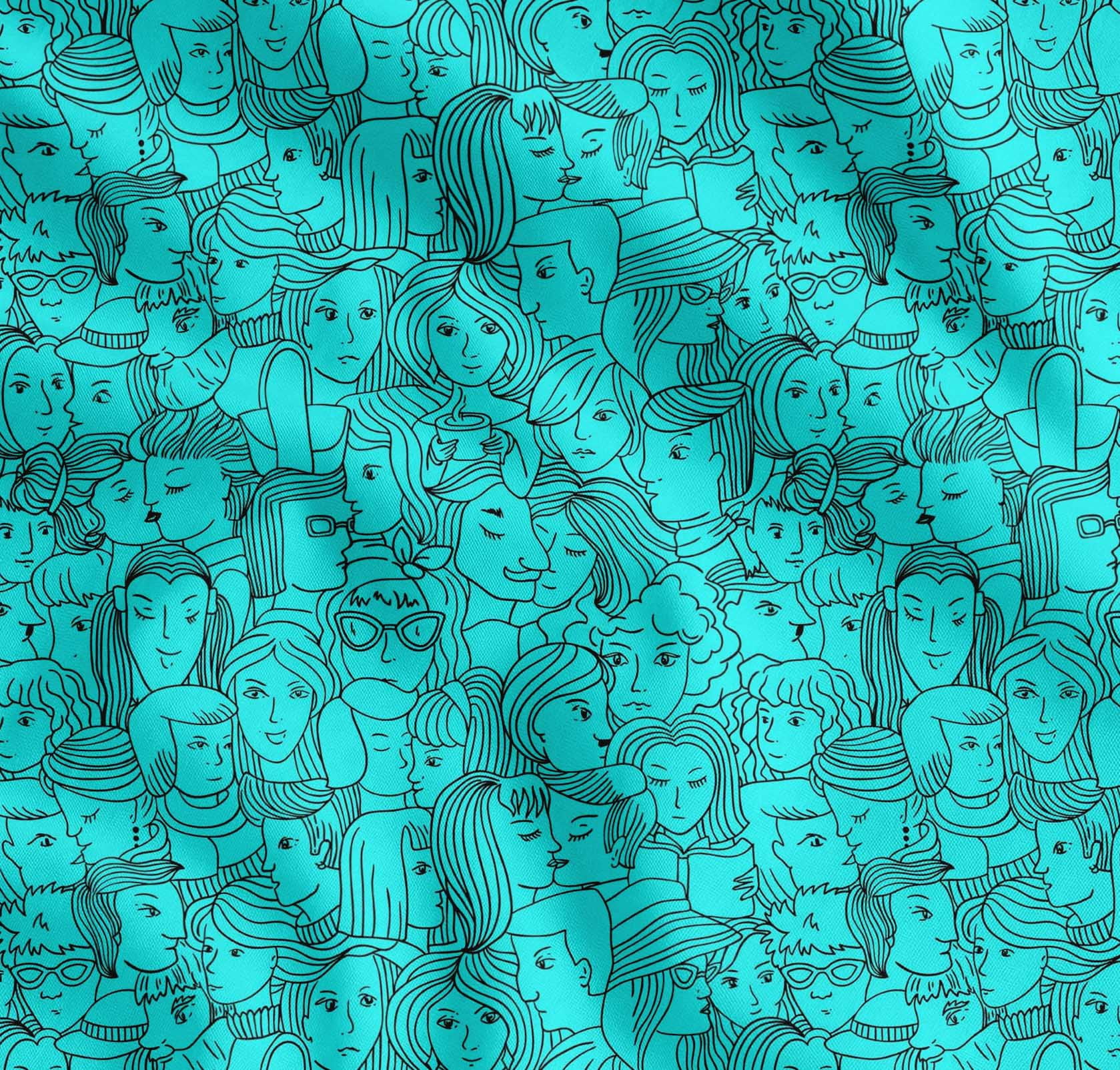 Soimoi Green Cotton Voile Fabric Human Face Printed Craft Fabric by the ...