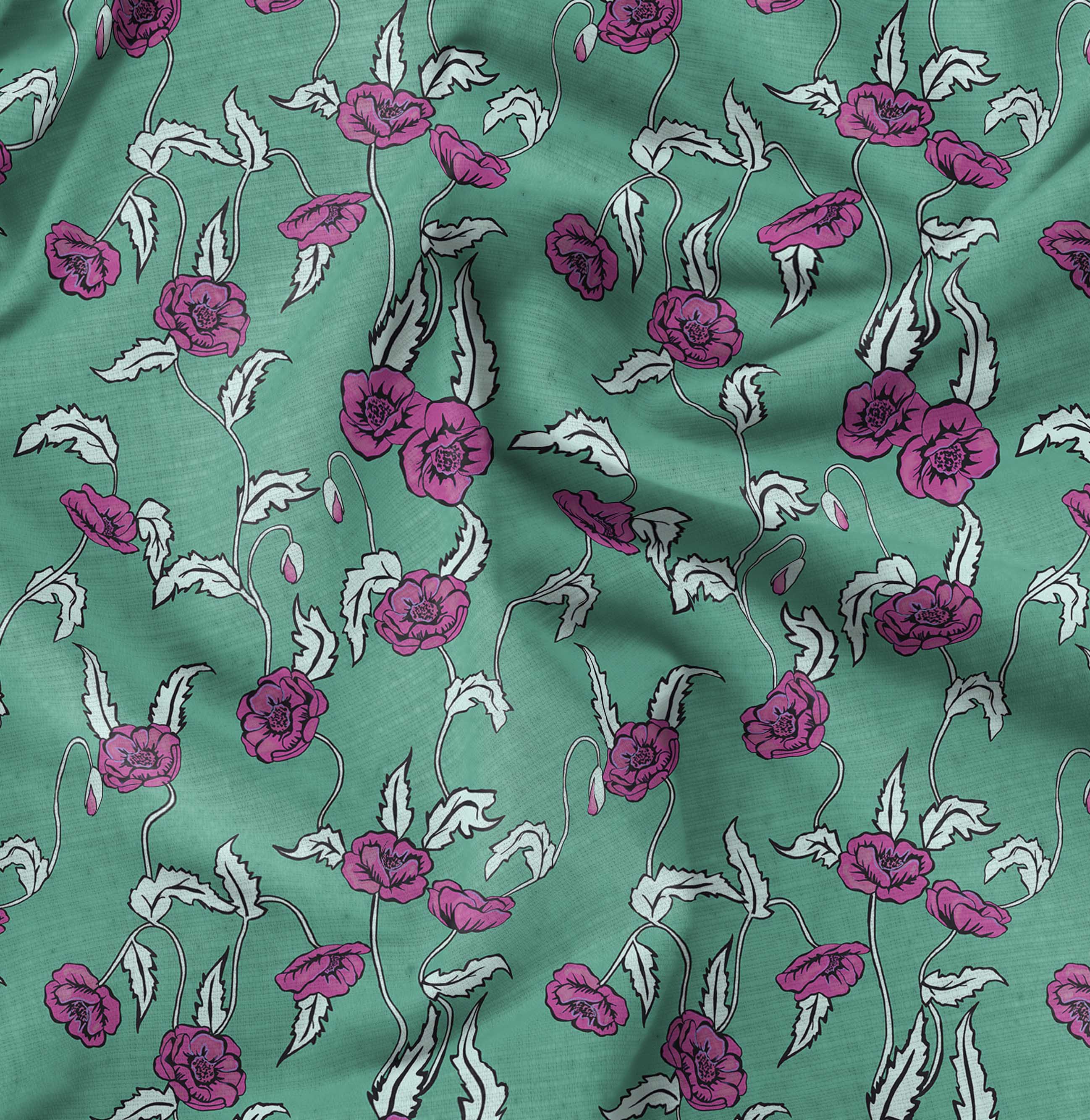 Soimoi Green Fabric - By the Yard - 42 Inch Wide - Leaves Print Fabric ...