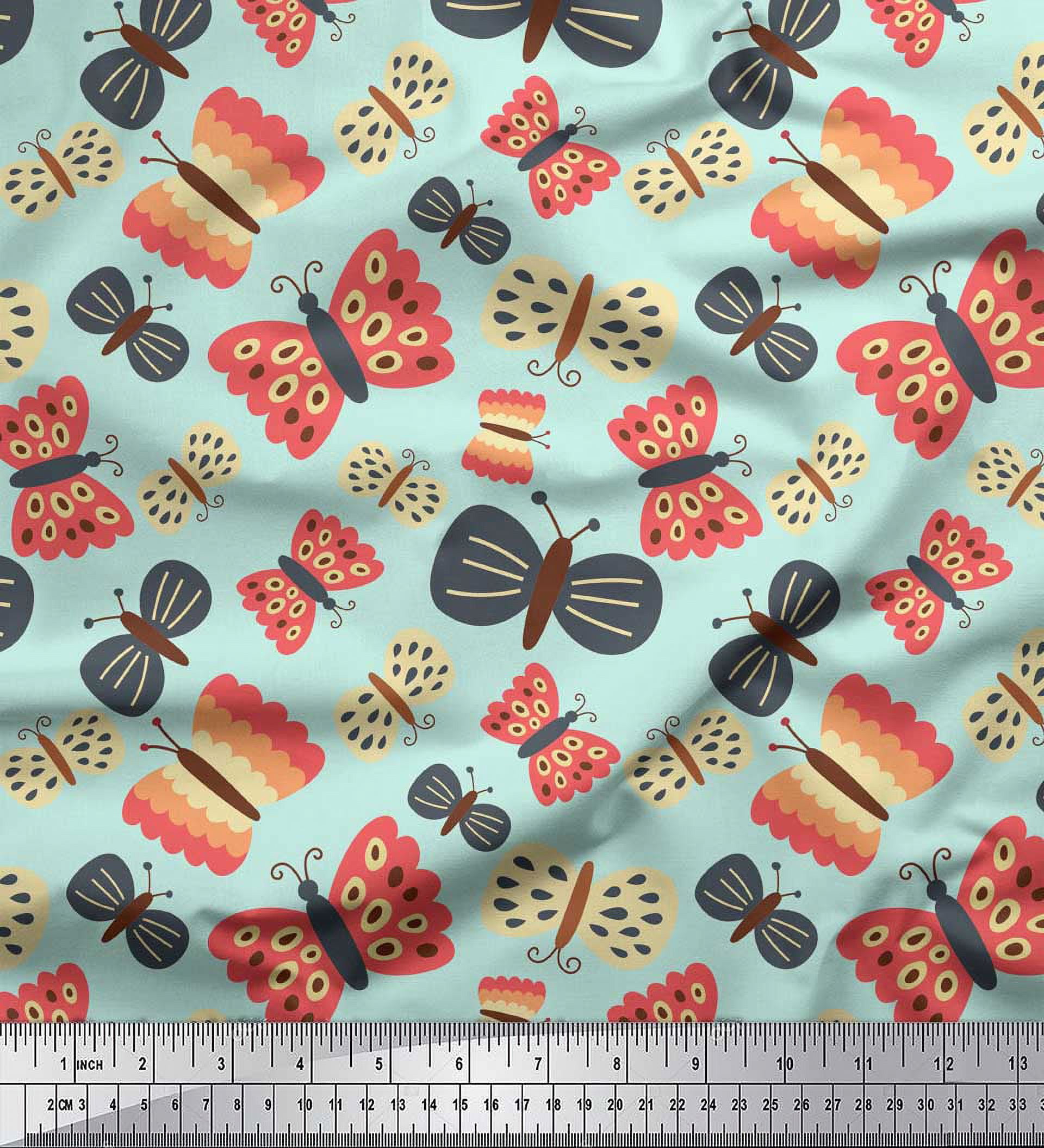 Soimoi Green Velvet Fabric Insect Insect Fabric Prints by Yard 58 Inch ...