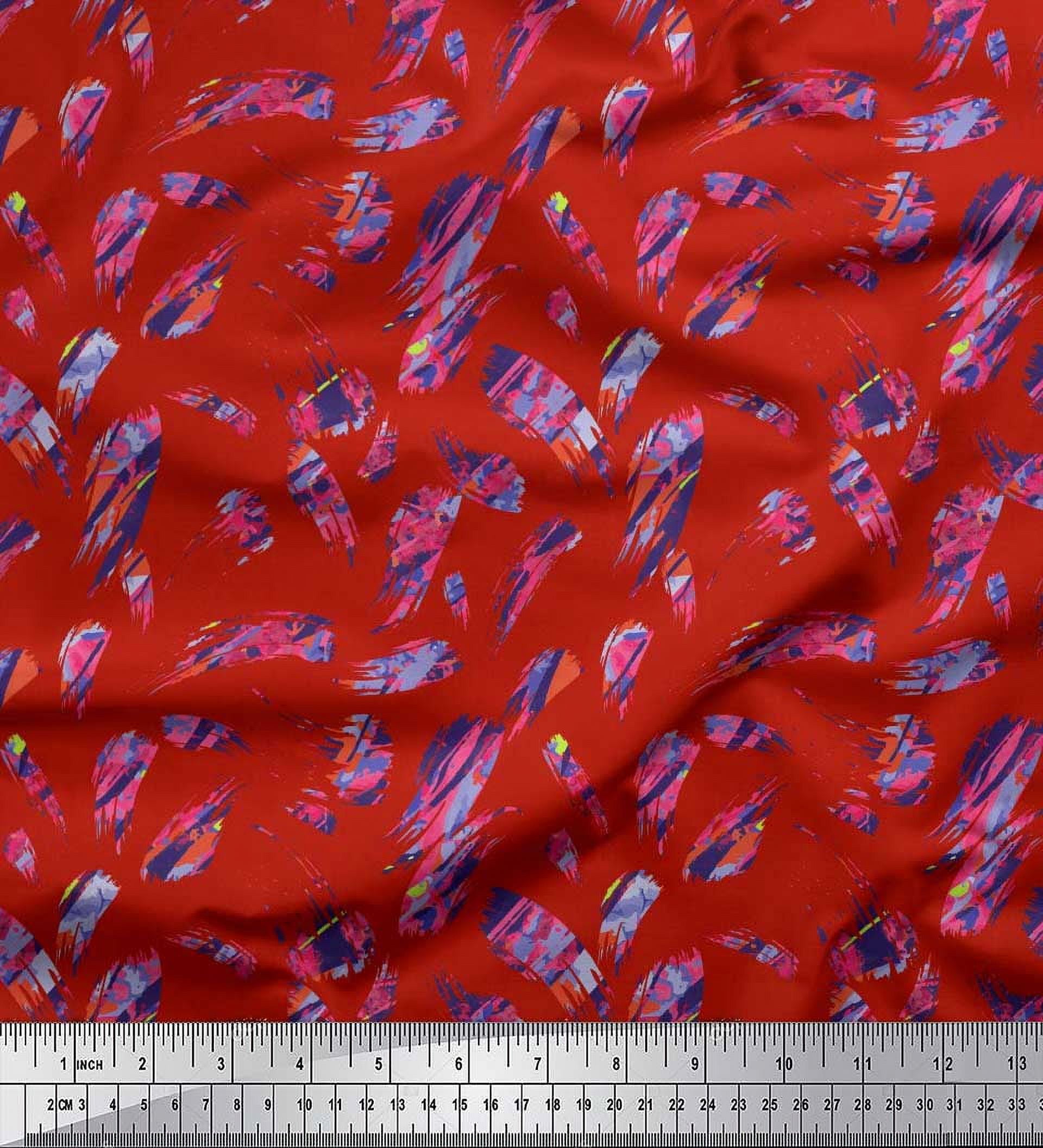 Soimoi Japan Crepe Satin Fabric Brush Stroke Abstract Print Fabric by ...