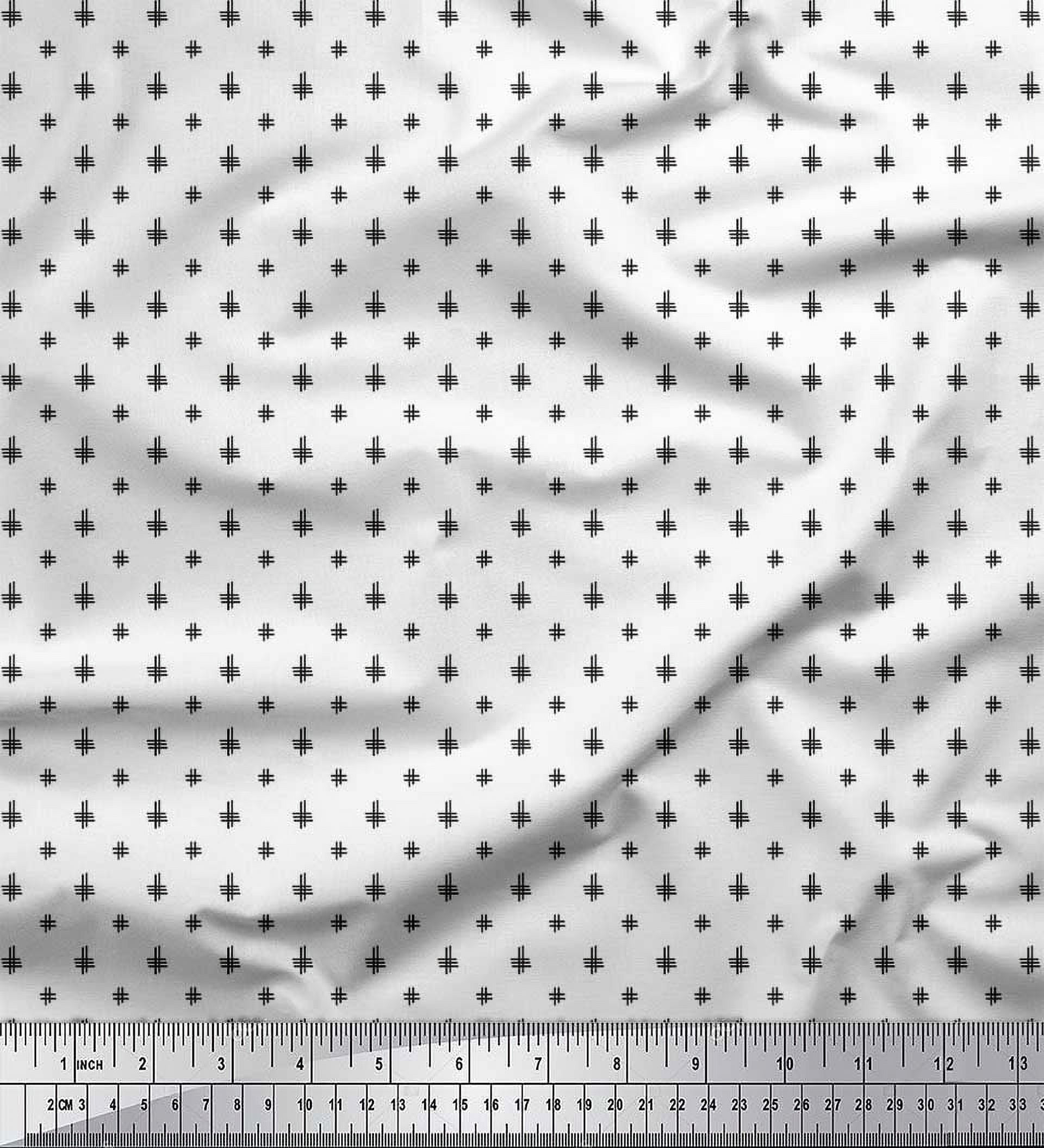 Soimoi Japan Crepe Satin Fabric Hash Sign Geometric Print Fabric by The ...