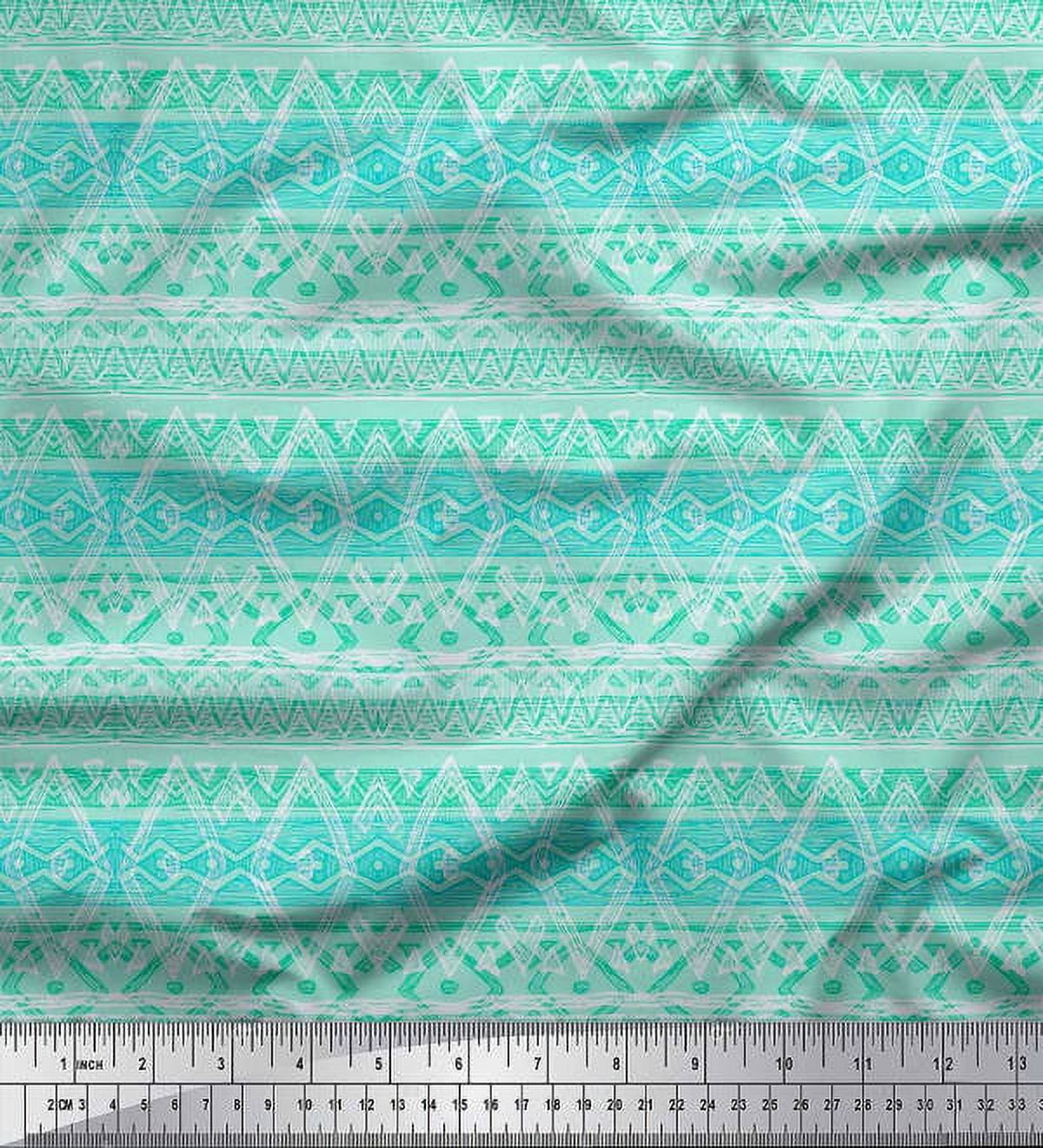 Soimoi Japan Crepe Satin Fabric diamond shape & waves Abstract Print ...