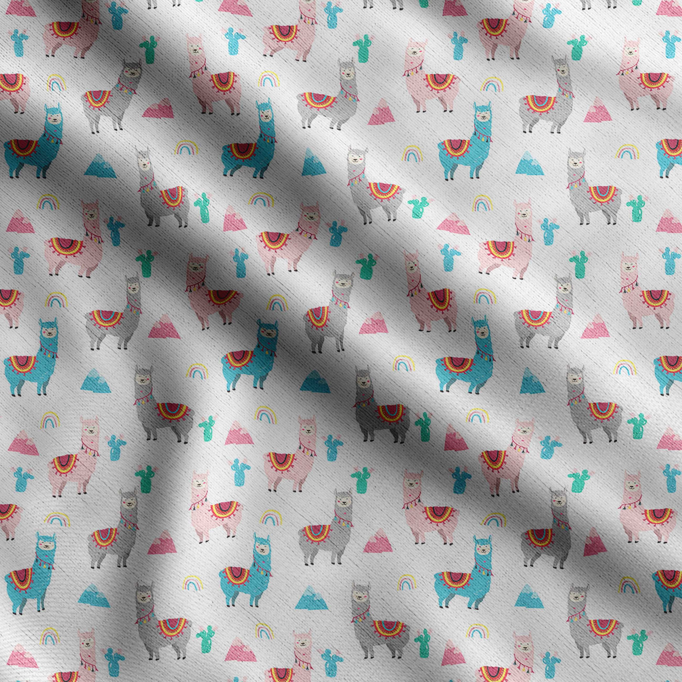 Soimoi Llama Alpaca Print,Cotton Poplin, Sewing Fabric Sold by The Yard ...