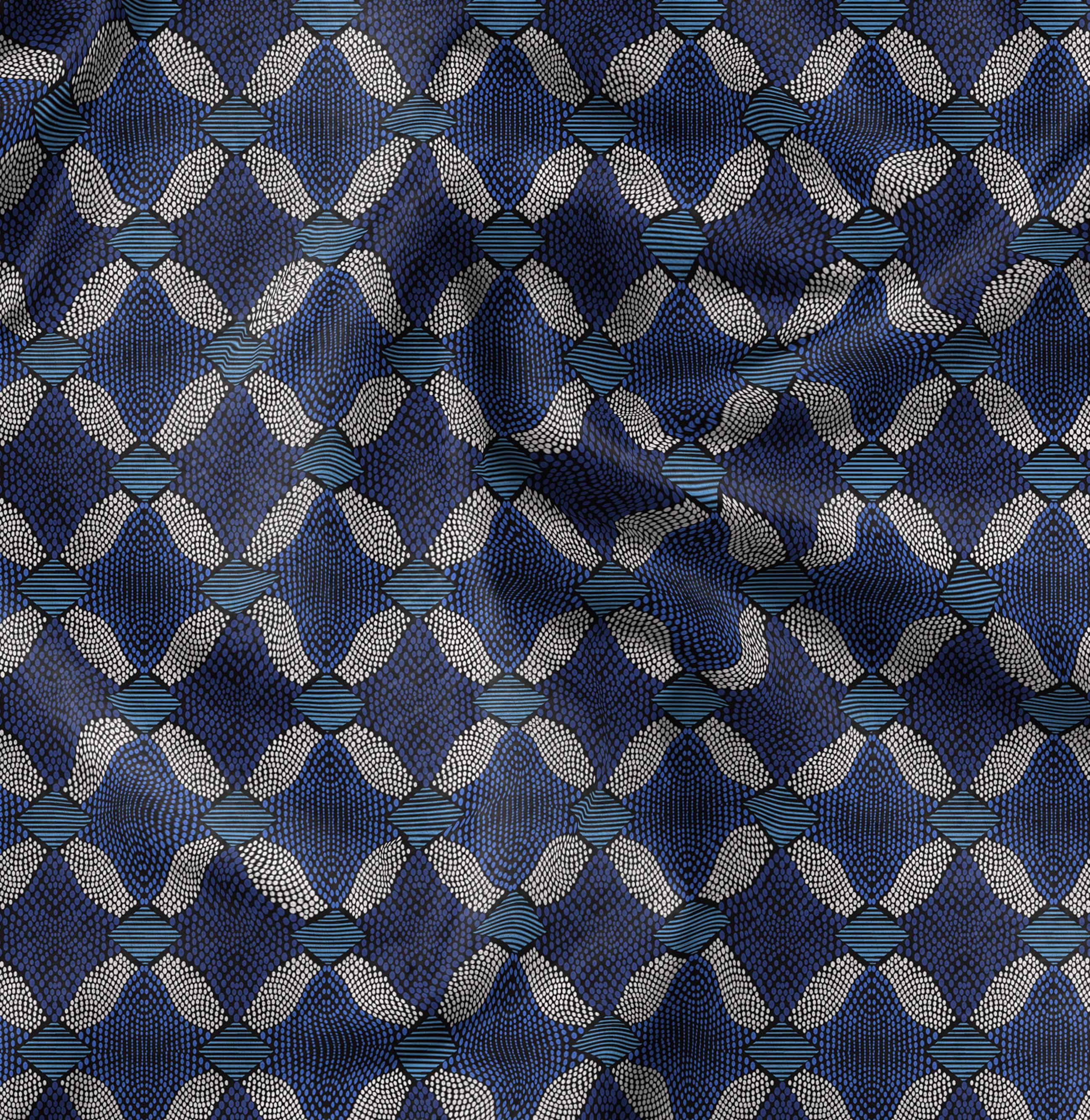 Soimoi Minky Blue Fabric By the Yard - 56 Inch Wide - African Tribal ...